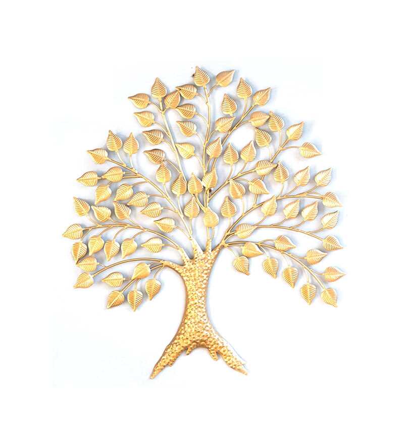 Buy Iron Decorative Tree Wall Art In Gold By Vedas Online - Floral ...