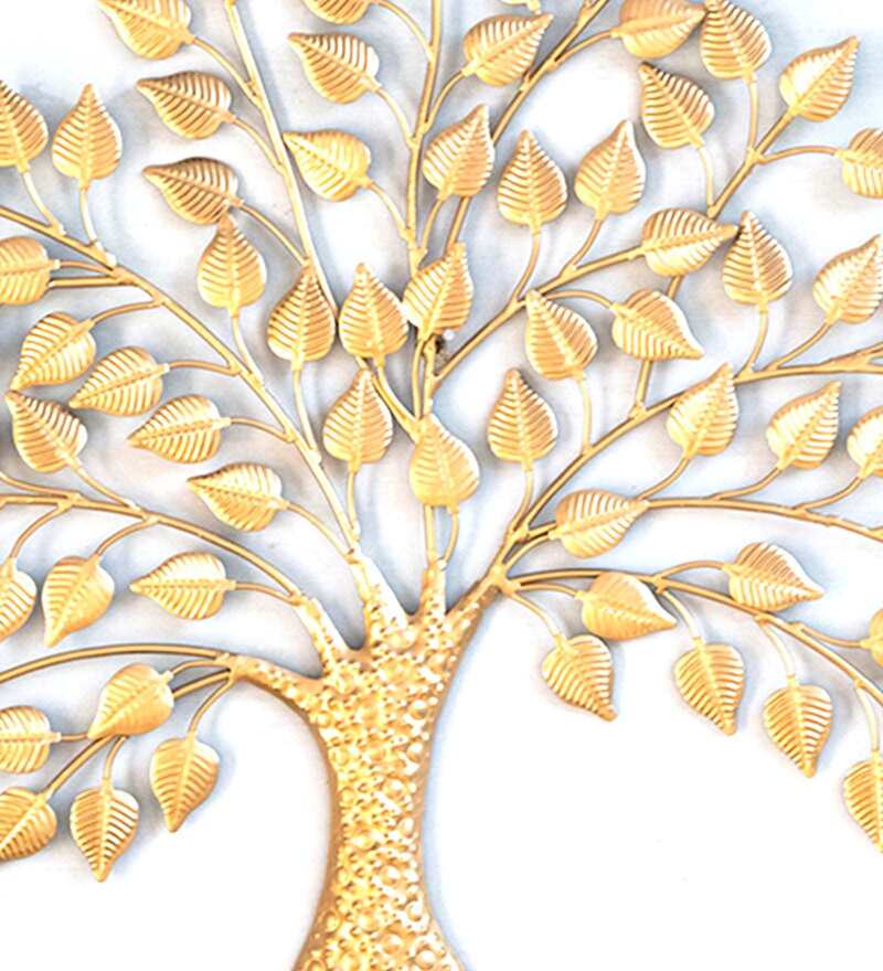 Buy Iron Decorative Tree Wall Art In Gold By Vedas Online - Floral ...