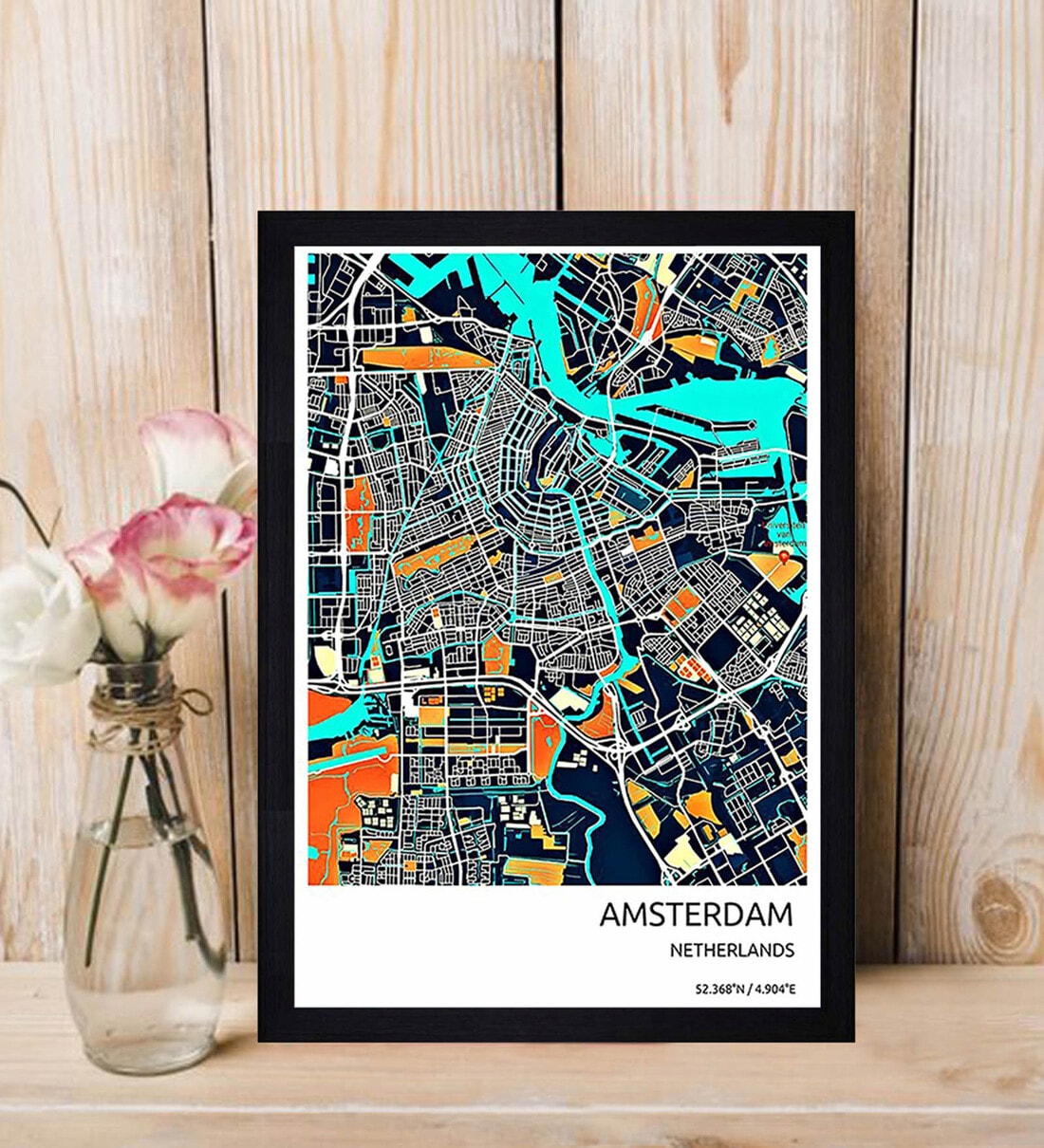 Buy \Amsterdam Map\ Texture Paper Framed Art Print by Cheque Decor at ...