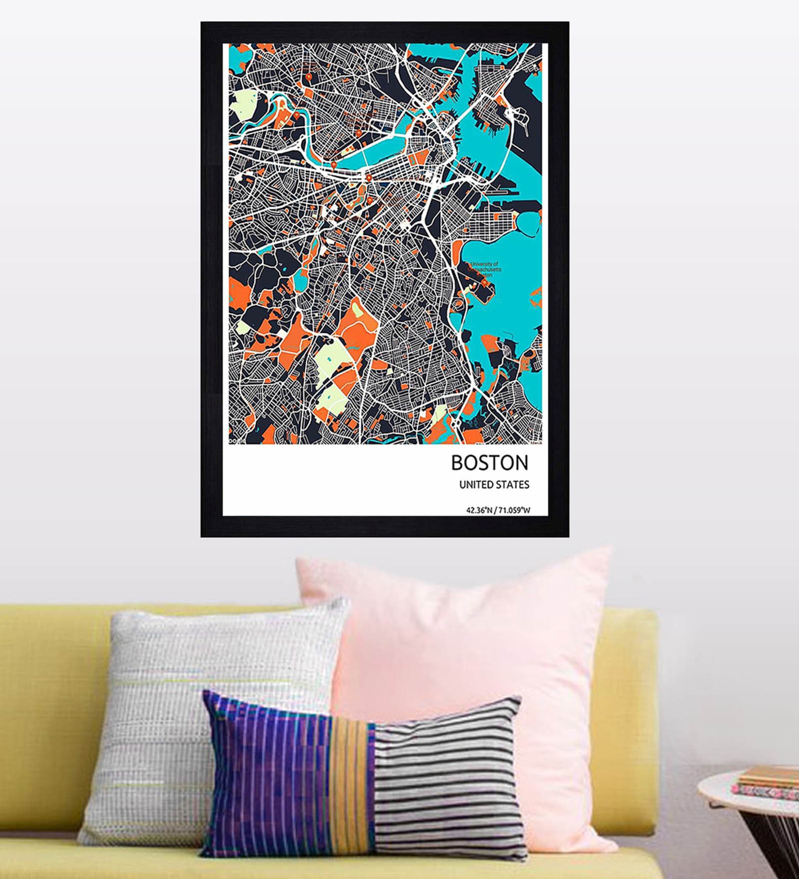Buy \Boston Map\ Texture Paper Framed Art Print by Cheque Decor at 28% ...