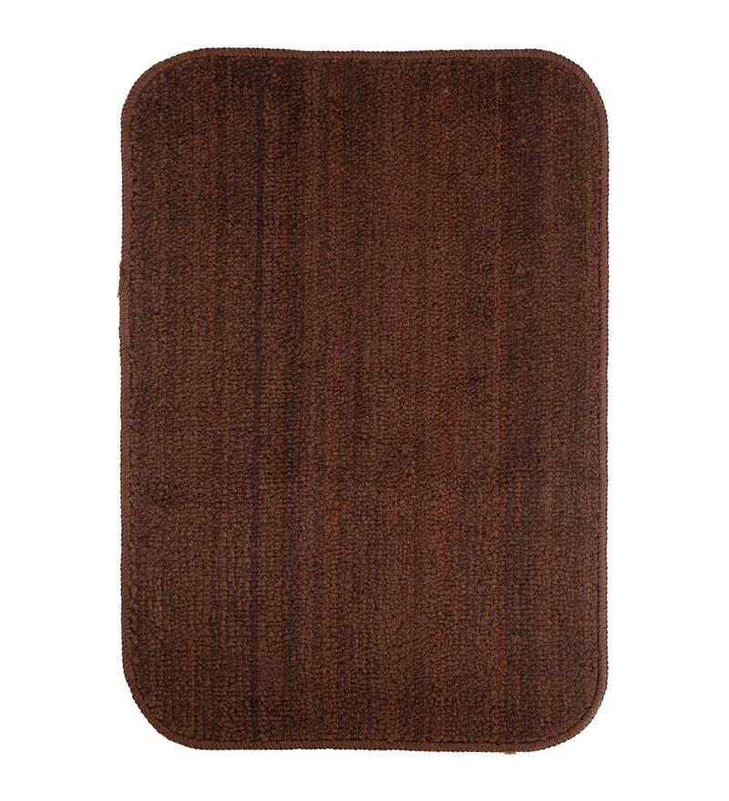 Buy Brown Solid Polyester 16 x 24 Inches Anti Skid Door Mat by Hosta ...