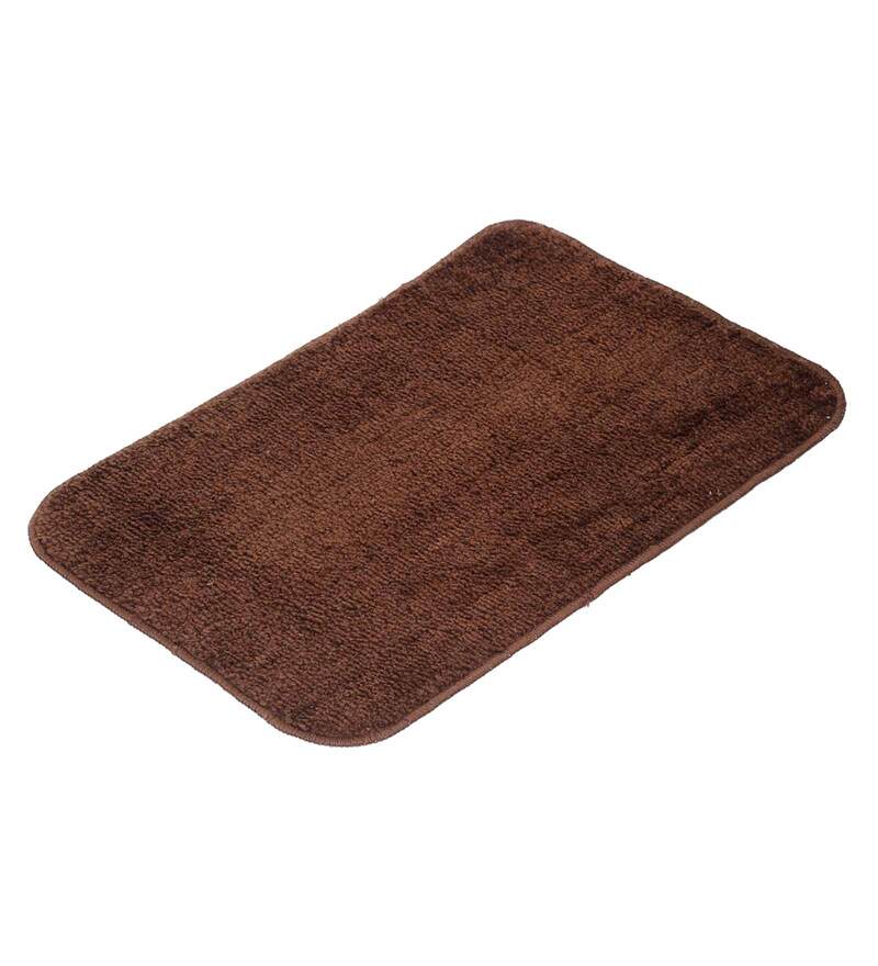 Buy Brown Solid Polyester 16 x 24 Inches Anti Skid Door Mat by Hosta ...