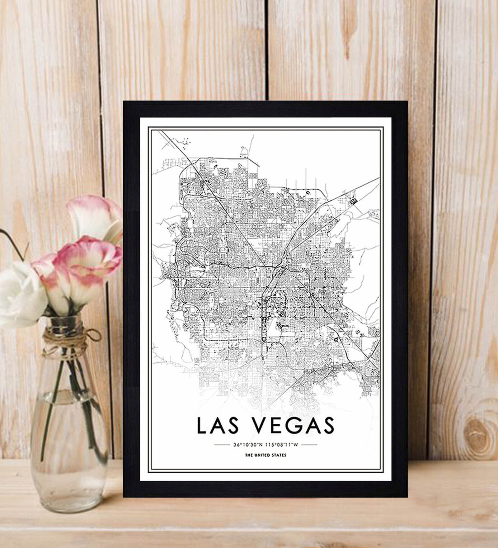 Buy \Las Vegas Map\ Texture Paper Framed Art Print by Cheque Decor at ...