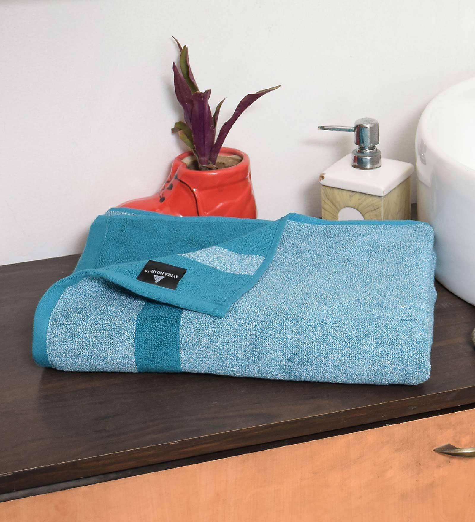 Buy Blue Solid 500 GSM Cotton Bath Towel by AVI Living at 41% OFF by AVI Living | Pepperfry