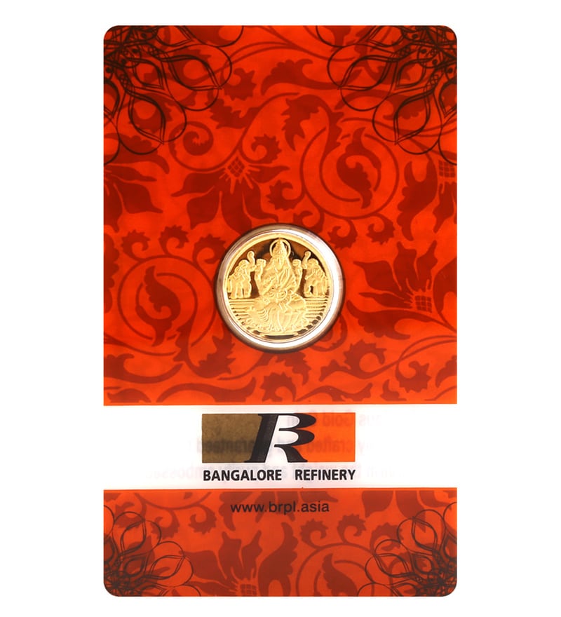 Buy 1 Gram 24kt (999) Goddess Lakshmi Gold Coin By Bangalore Refinery ...