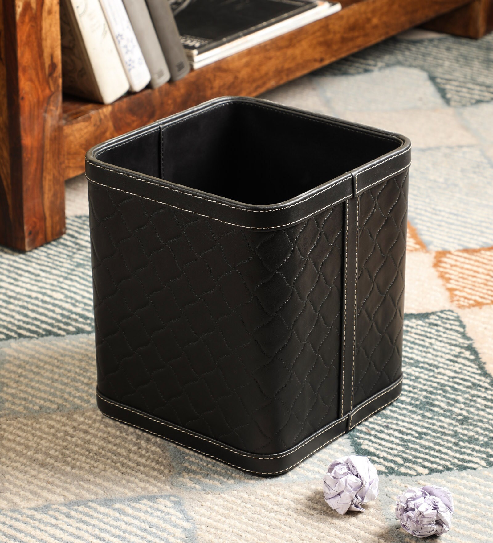 Buy 10.5 Ltr Open Leatherette Dustbin in Brown by Paul & Adi at 21% OFF ...