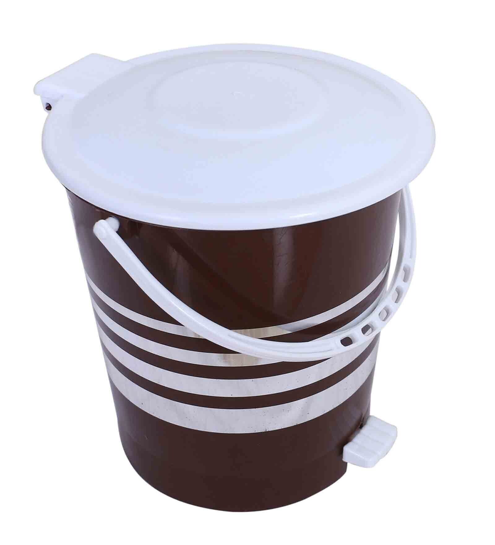 Buy 10 Litre Brown Plastic Manual Lift Dustbin By Kuber Industries at ...