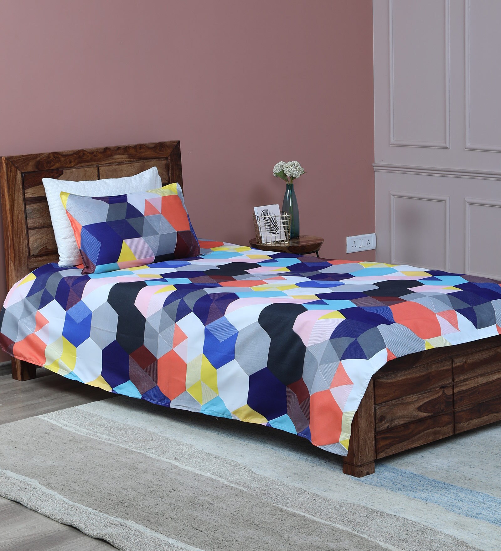 Buy 100% Cotton 144TC Single Bedsheet with 1 Pillow Cover - CasaCraft ...