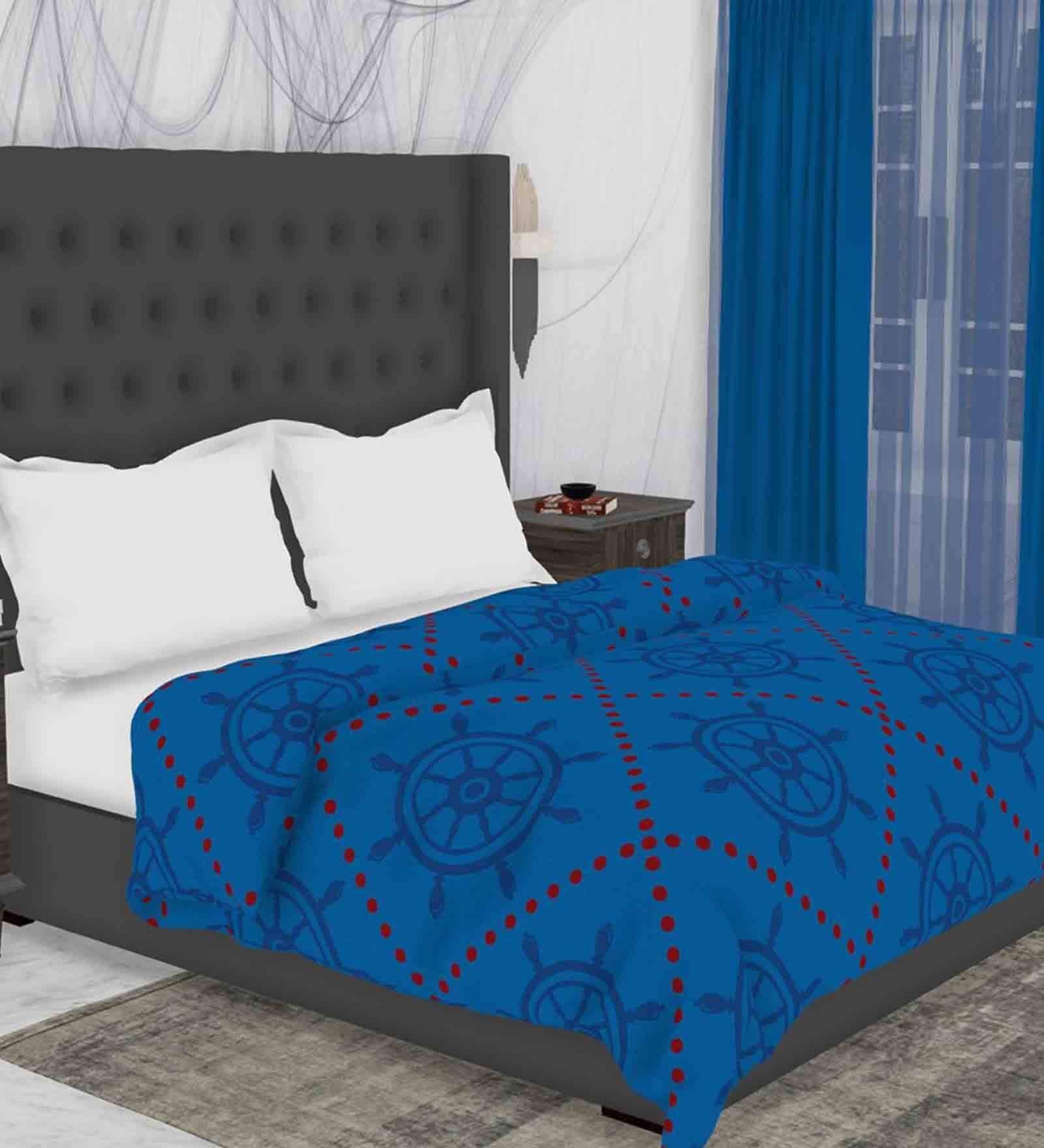 Buy Blue 100% Cotton 150 AC Room Double Bed Comforter by BIANCA at 60% ...