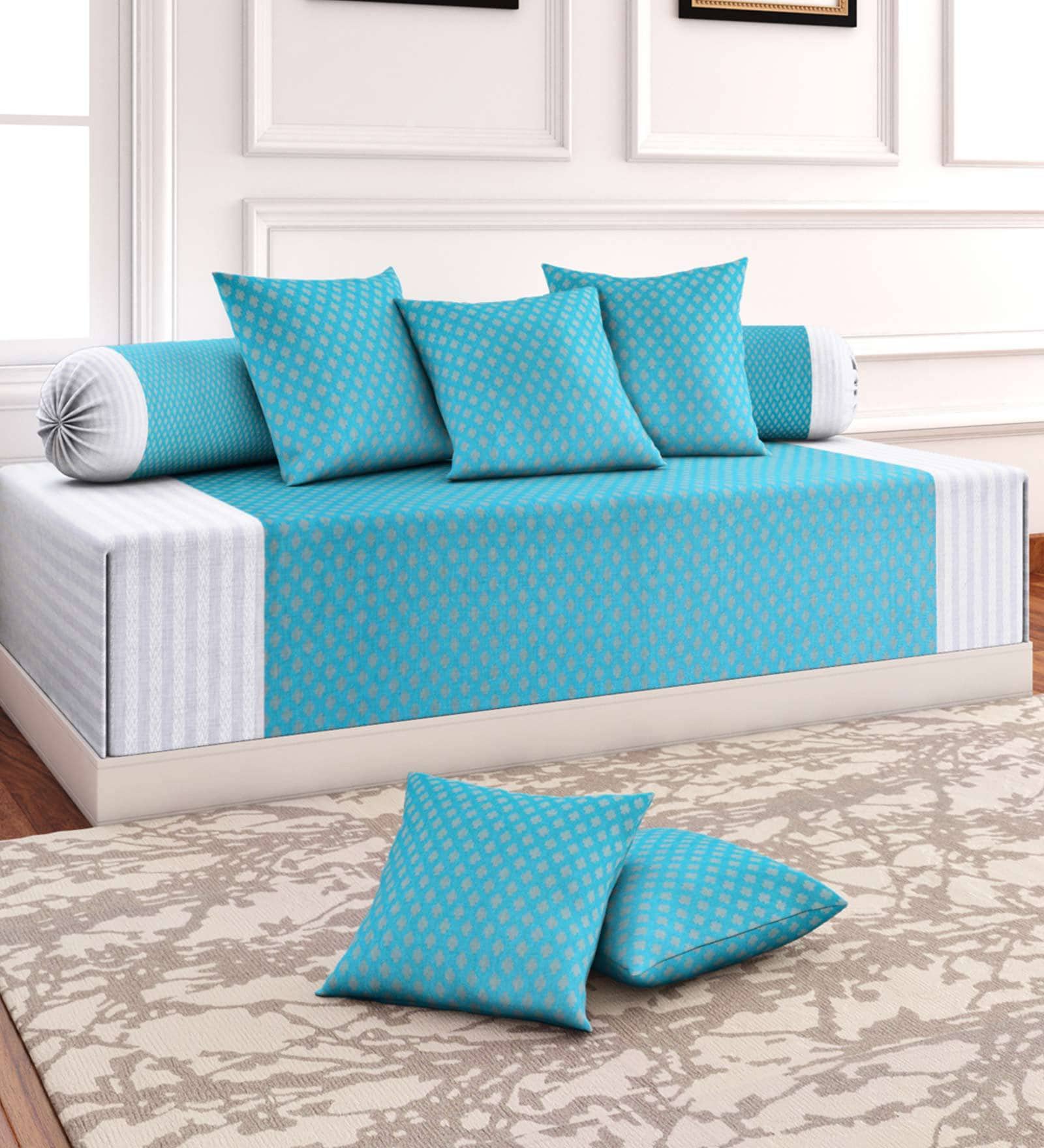 Buy 100% Cotton 200 TC 6 Piece Diwan Set at 55% OFF by Soumya | Pepperfry