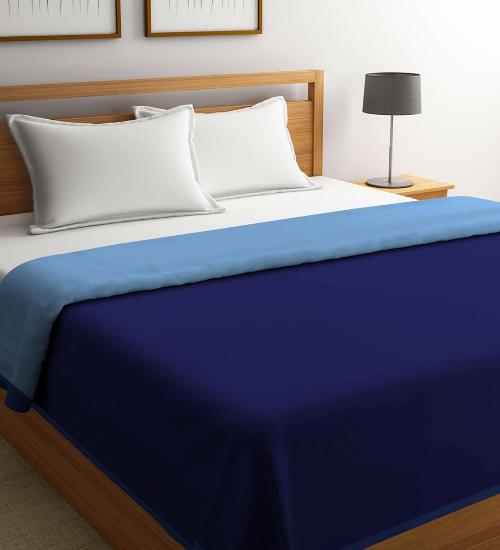 Buy Blue Solid 300 GSM Double Bed Dohar at 68% OFF by Romee | Pepperfry