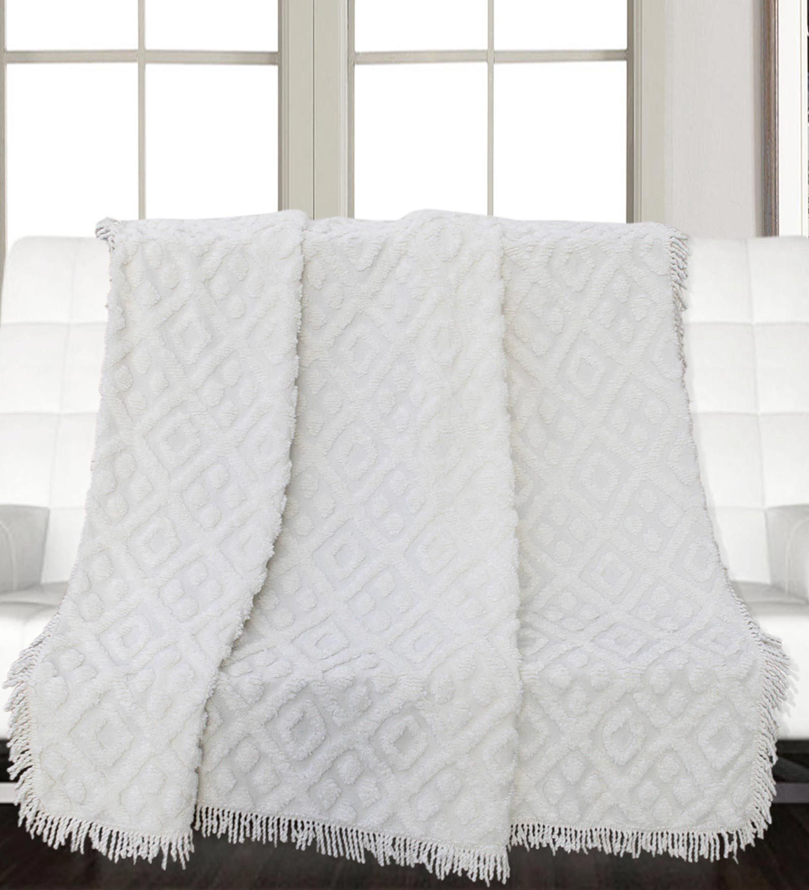 Buy White Solid Cotton 63x55 Inches Sofa Throw by Saral Home at 65% OFF ...