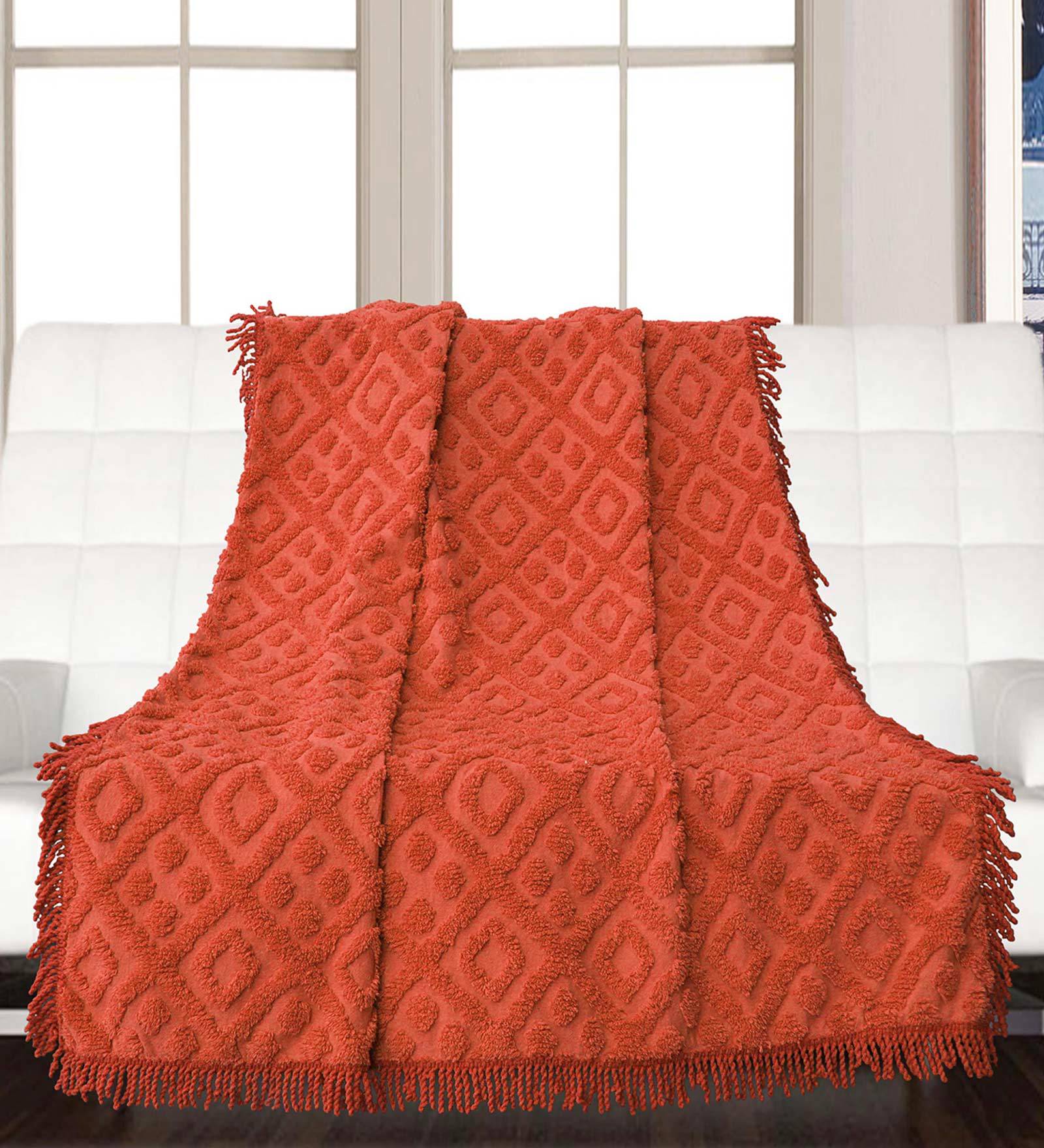 Buy Orange Solid Cotton 63x55 Inches Sofa Throw by Saral Home at 65% ...