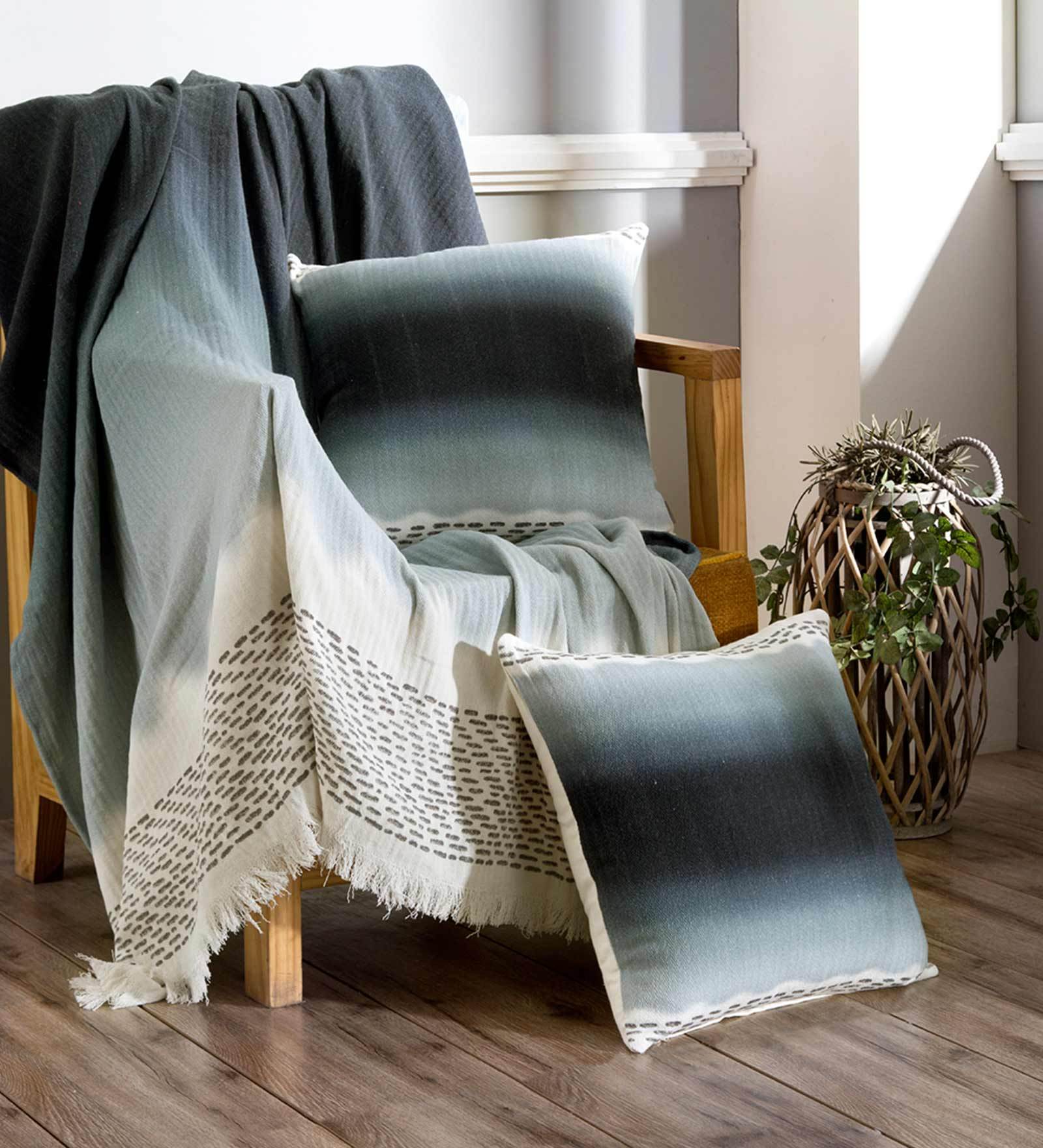 Buy On The Town Ombre Hypen Blue 100% Cotton Printed 89X59 Inch Throw ...