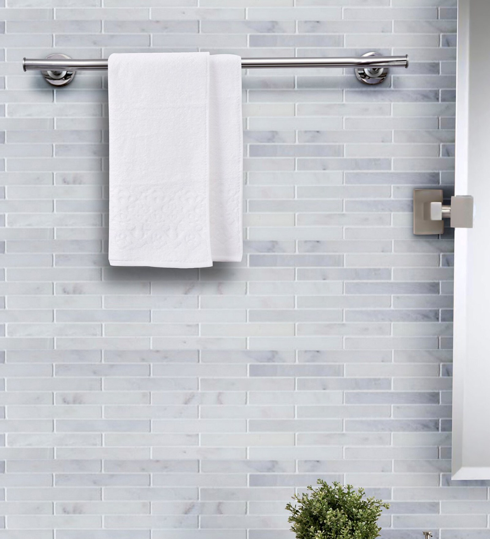 Buy White Solid 550 GSM Cotton Hand Towel (Set of 2) by Maspar | Pepperfry