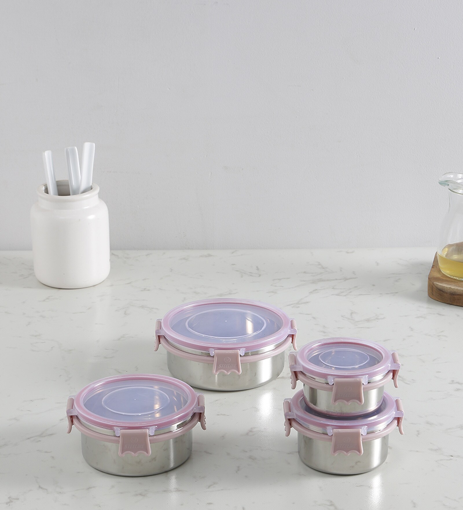 Buy Clear Lock Series Regular Ltr Stainless Steel (Set of 4 ) Airtight ...