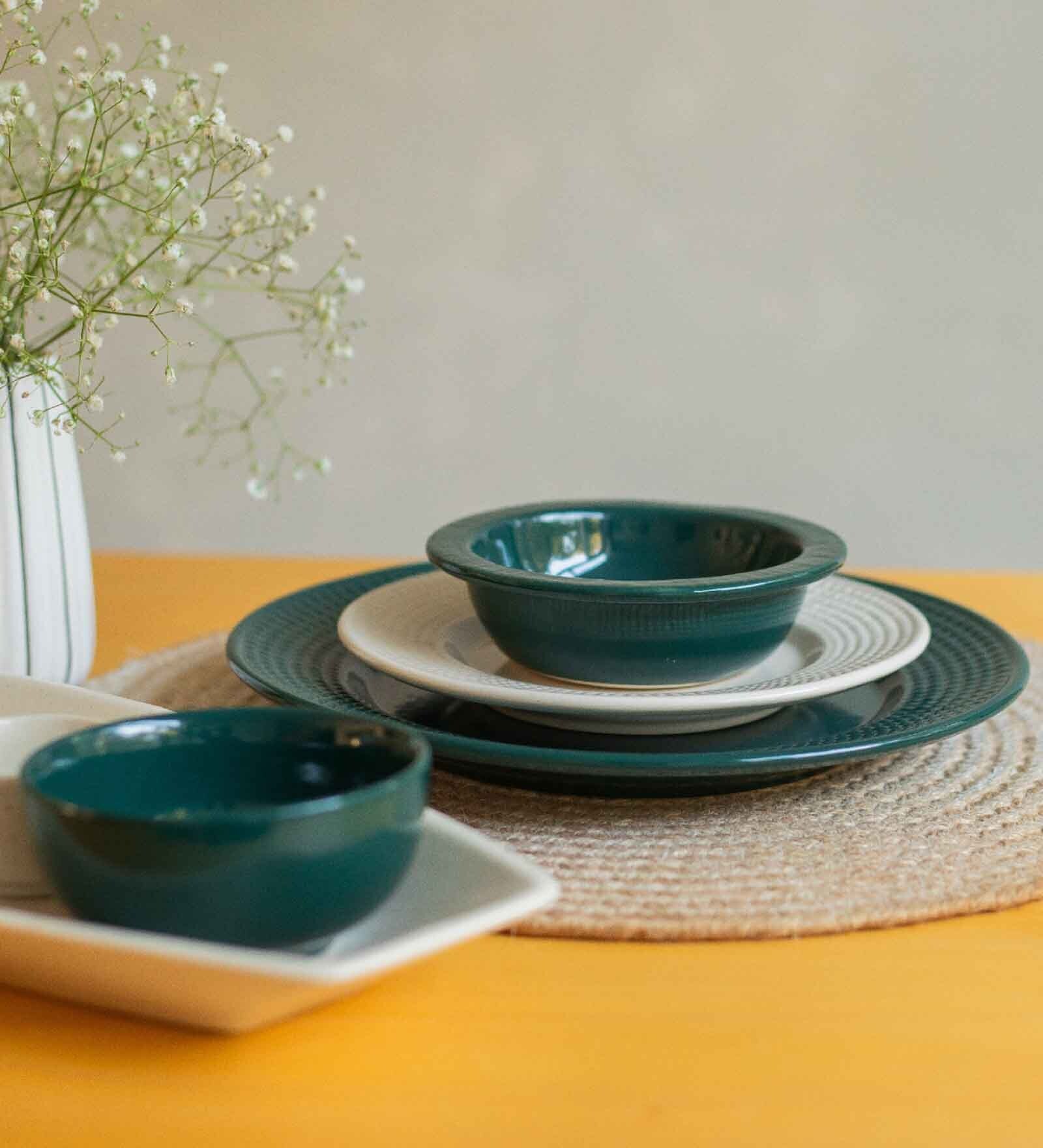 Buy Classic Emerald Ceramic Microwave-safe Handcrafted 1 Pc Dinner ...