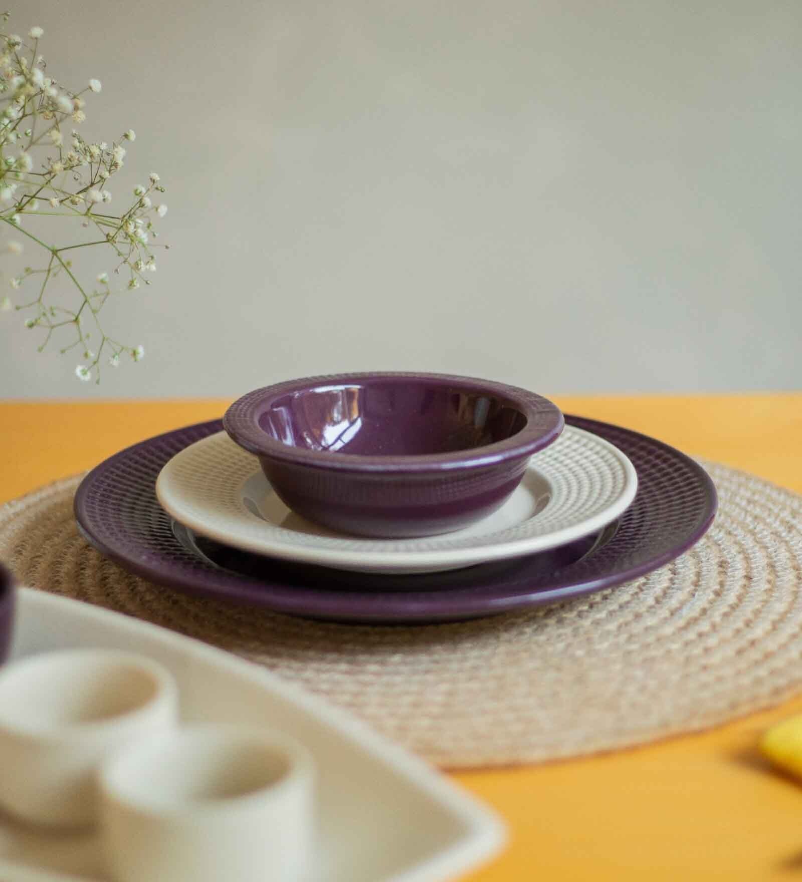 Buy Classic Purple Ceramic Microwave-safe Handcrafted 1 Pc Dinner Plate ...