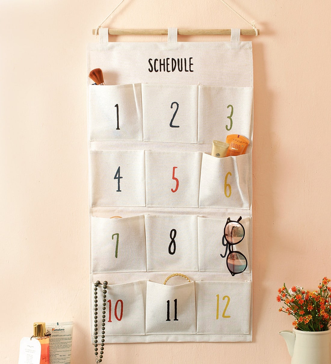 Buy 12 Pockets Fabric Wall Organiser In White by Cortina Online - Wall ...
