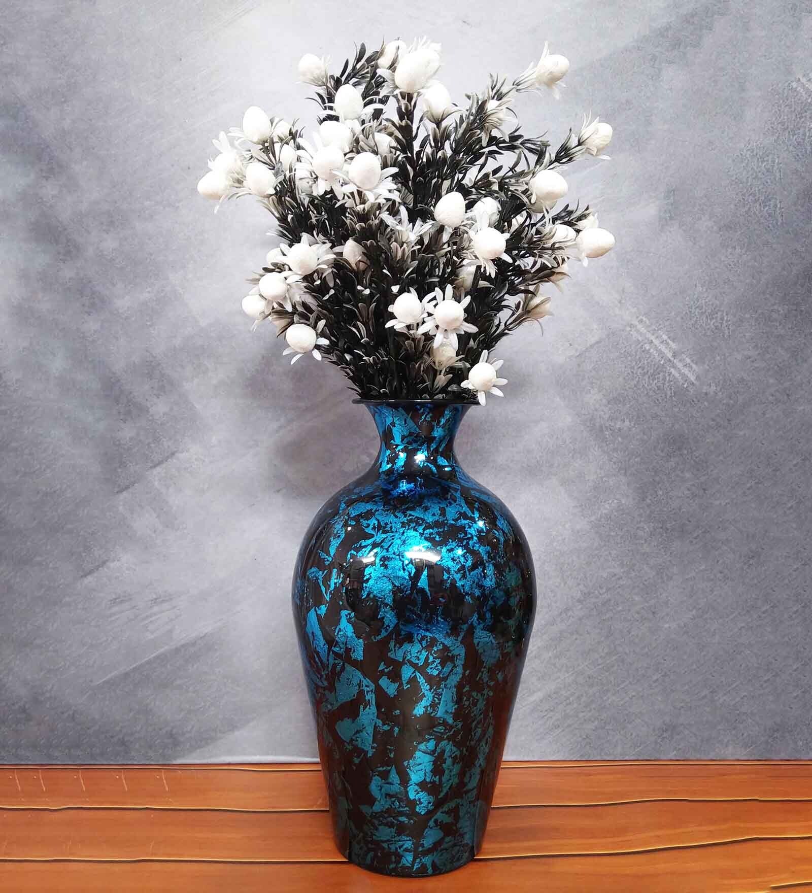 Buy Floral Blue Metal Vase at 31% OFF by Wens | Pepperfry
