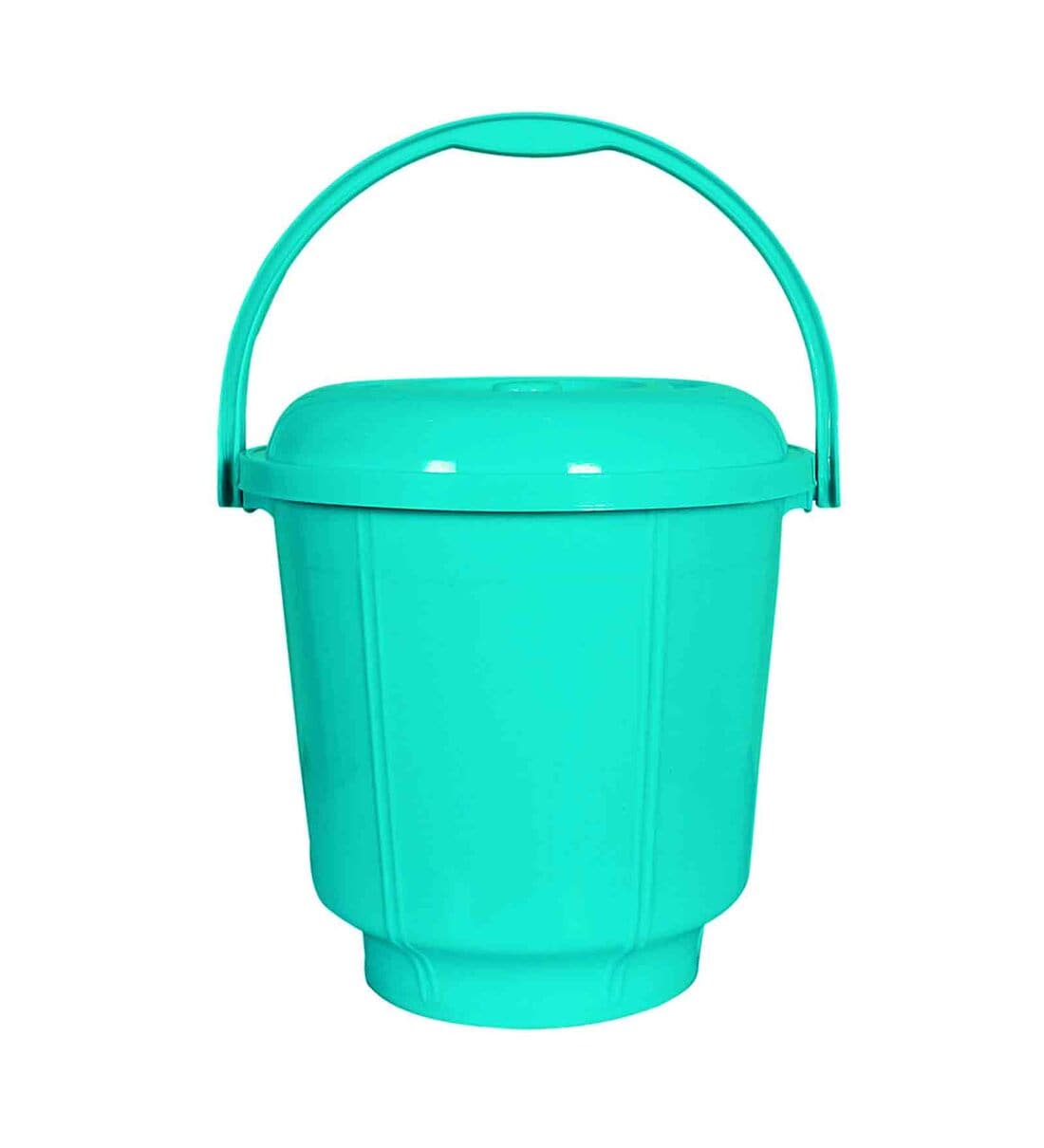 Buy 13 Ltrs Mint Green Plastic Bucket with Lid By Kuber Industries at ...