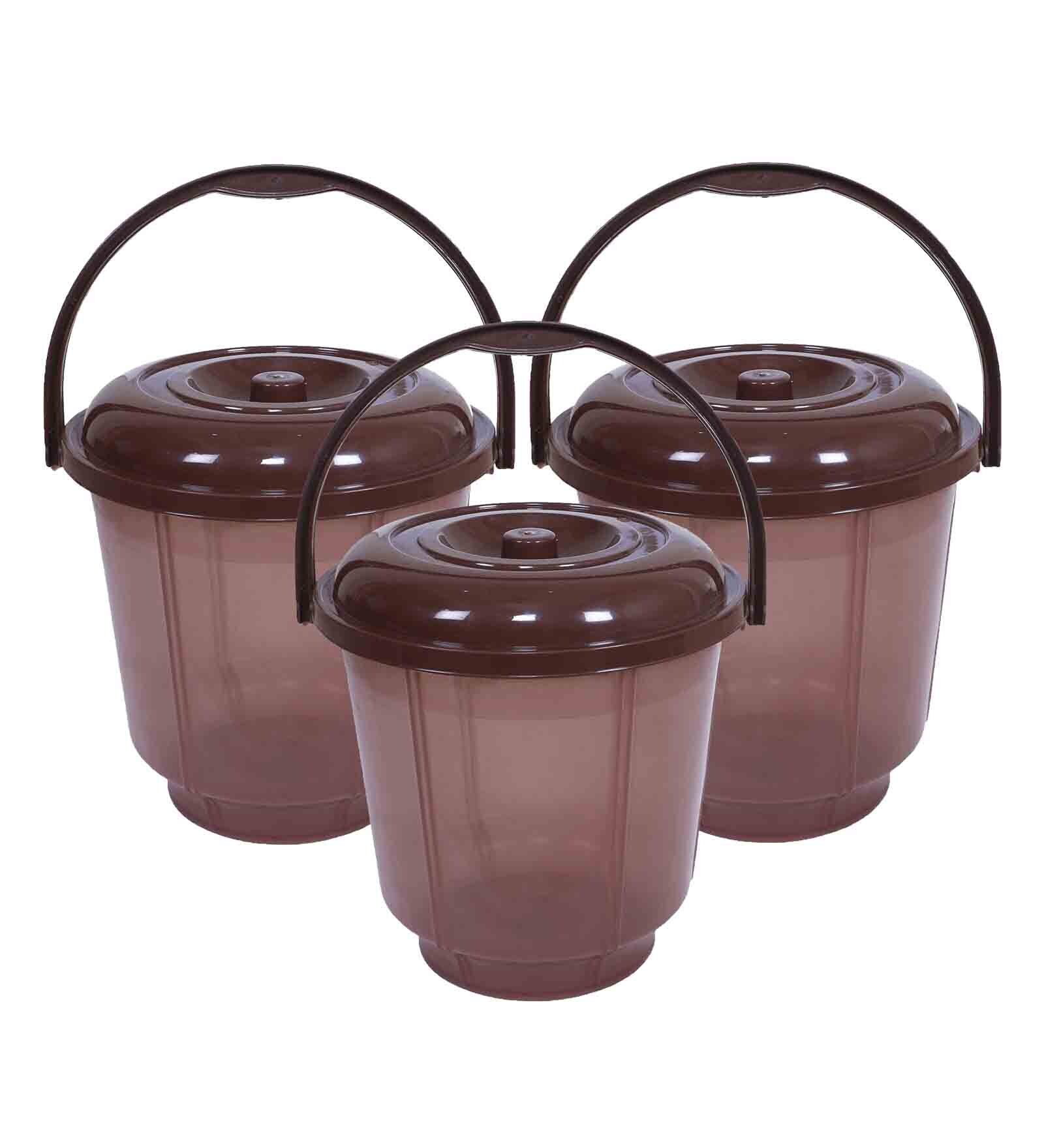 Buy 13 Ltrs Brown Plastic Bucket (Set of 3) By Kuber Industries at 42% ...