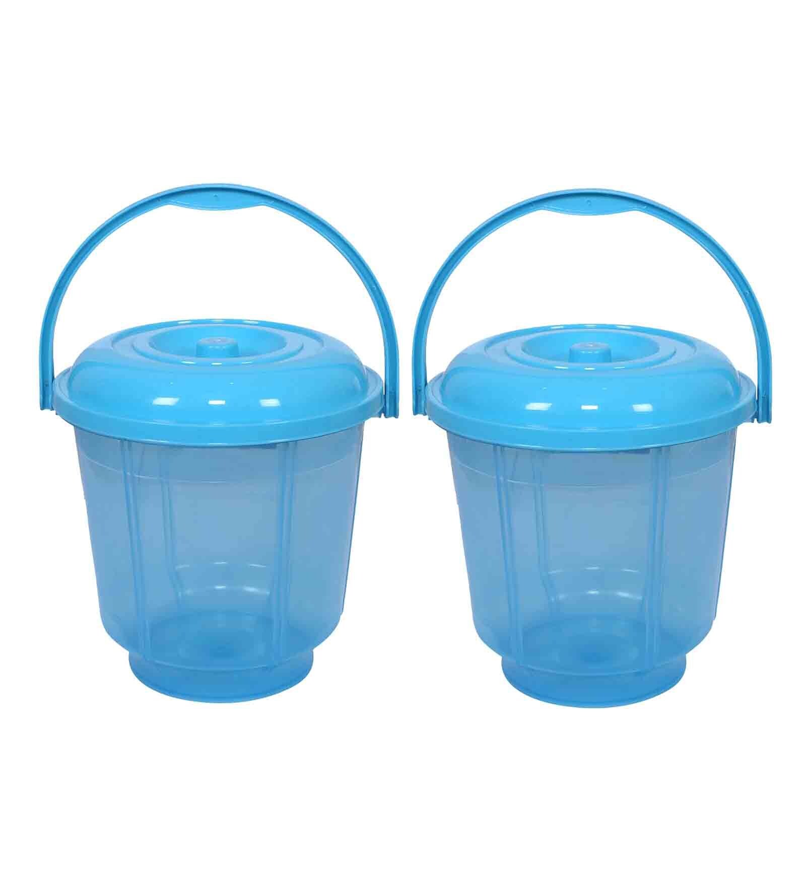 Buy 13 Ltrs Sky Blue Plastic Bucket (Set of 2) By Kuber Industries at ...