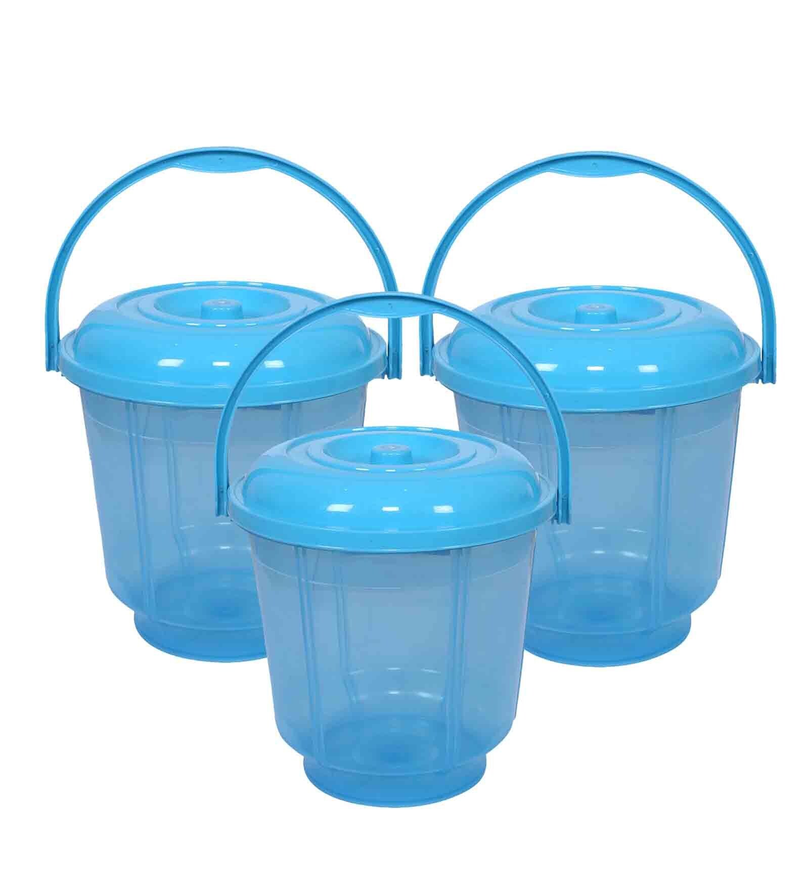 Buy 13 Ltrs Sky Blue Plastic Bucket (Set of 3) By Kuber Industries at ...