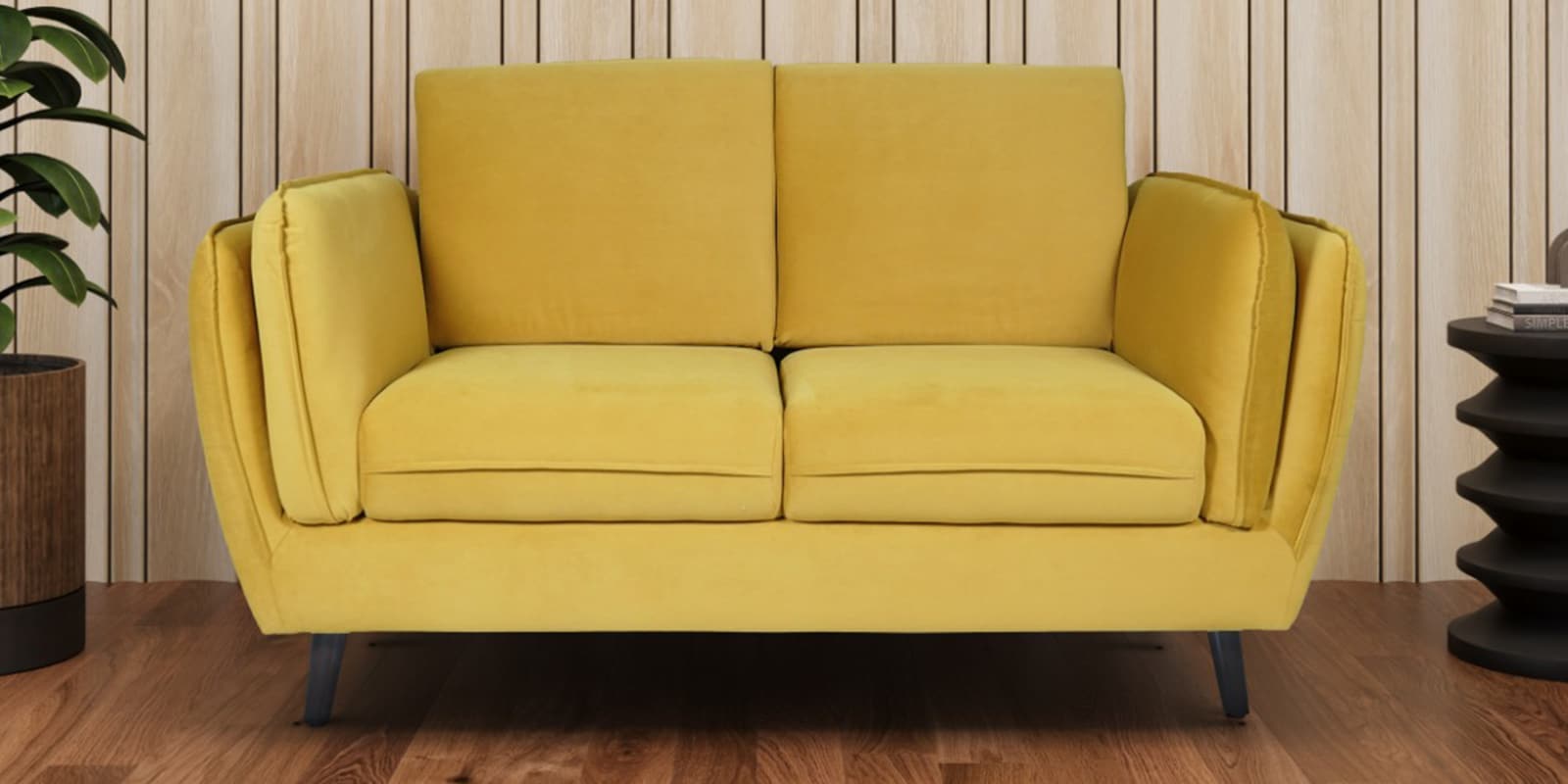 Buy Elvio Velvet 2 Seater Sofa In Mustard Yellow Colour at 27% OFF by Casacraft from Pepperfry ...