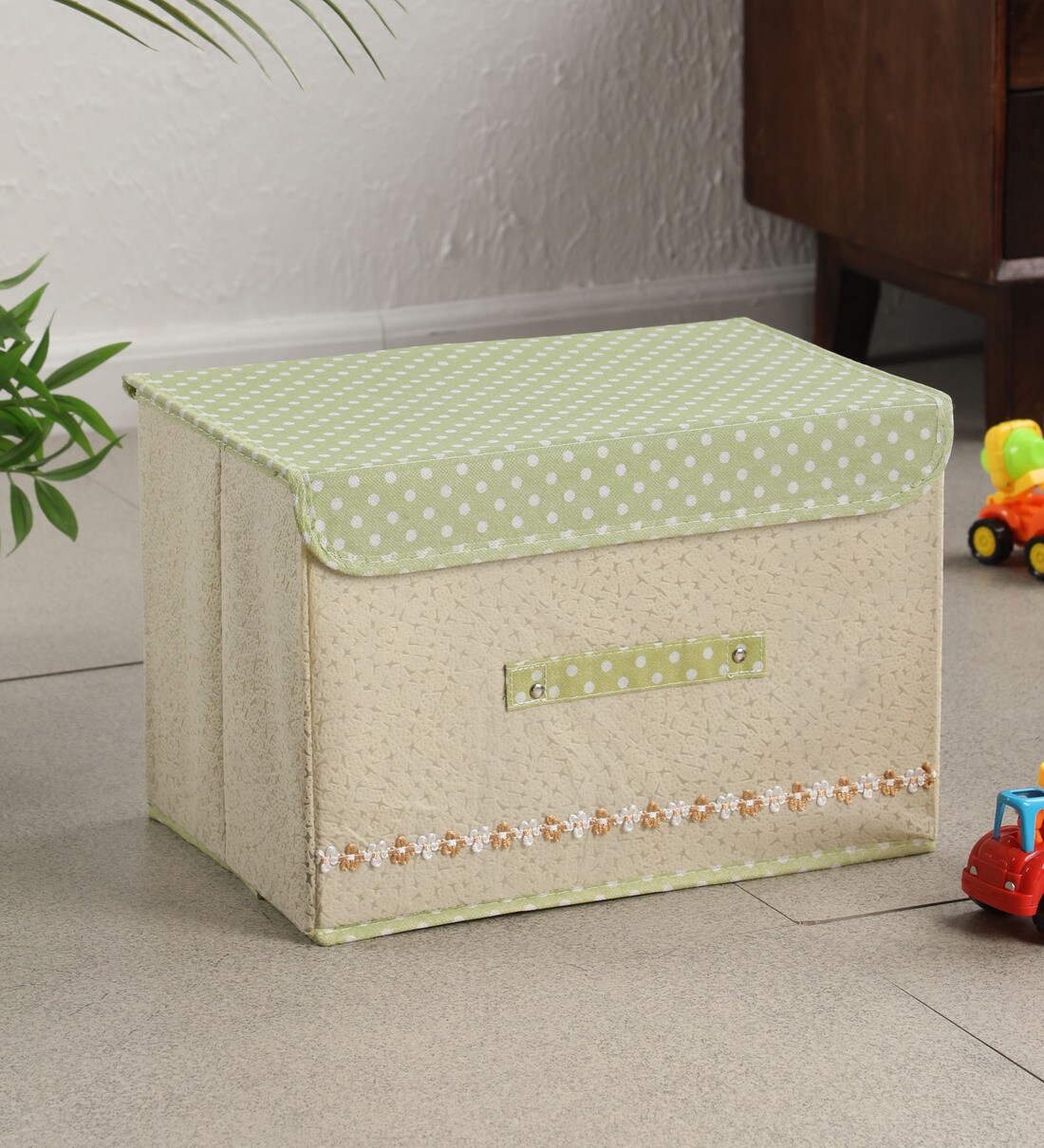 Buy 24 Ltr Polyester Storage Box In Brown (H: 10, W: 15, D: 10 Inches ...