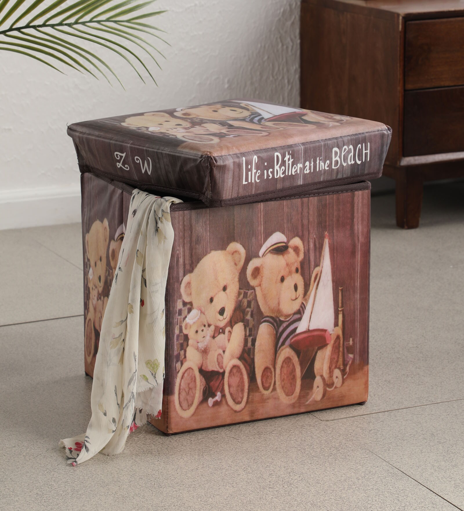 Buy 27 Ltr Polyester Storage Box In Brown (H: 12, W: 12, D: 12 Inches ...