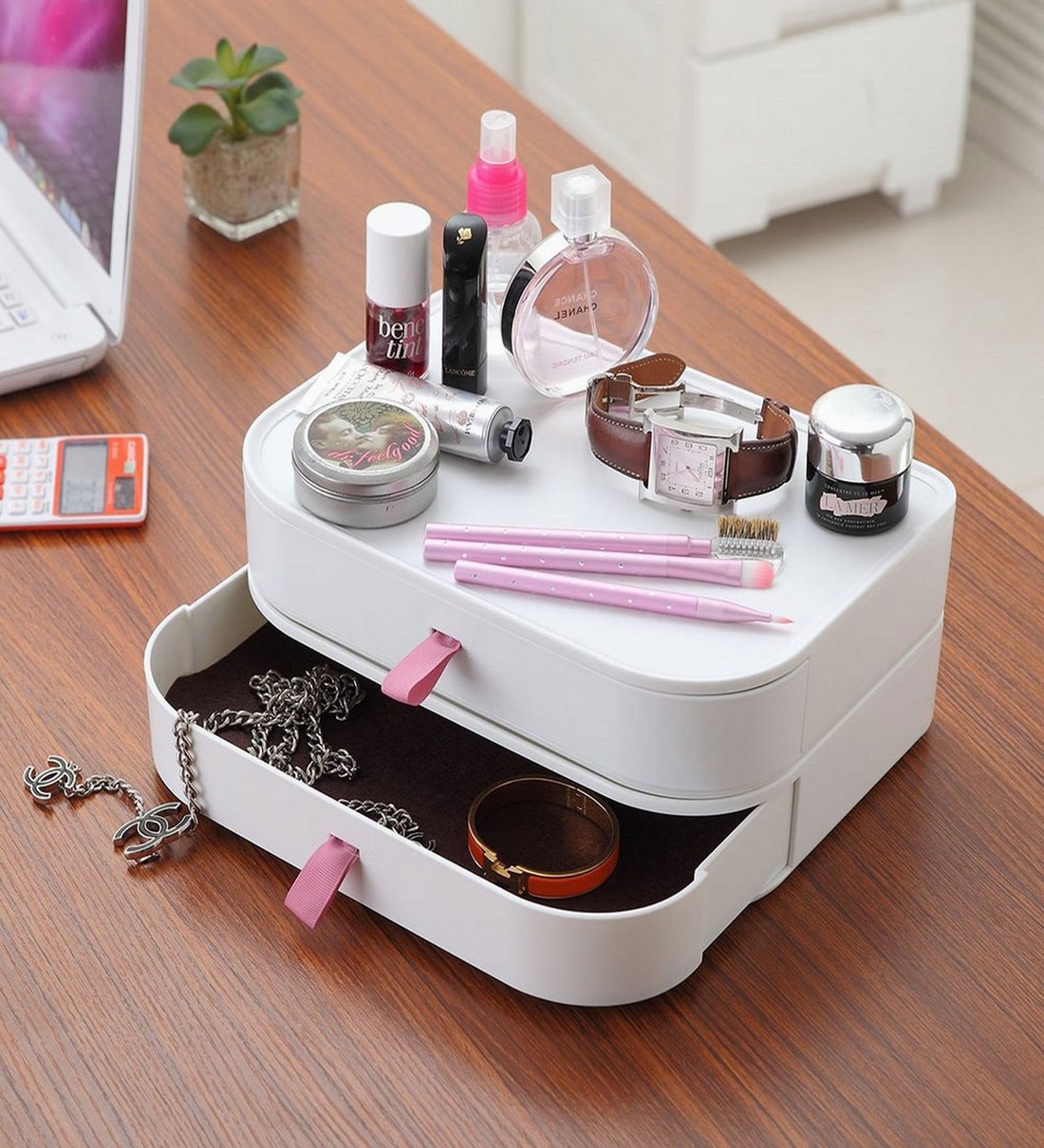 Buy 3 Compartments Plastic Make-up Organiser In White By Hitplay Online ...