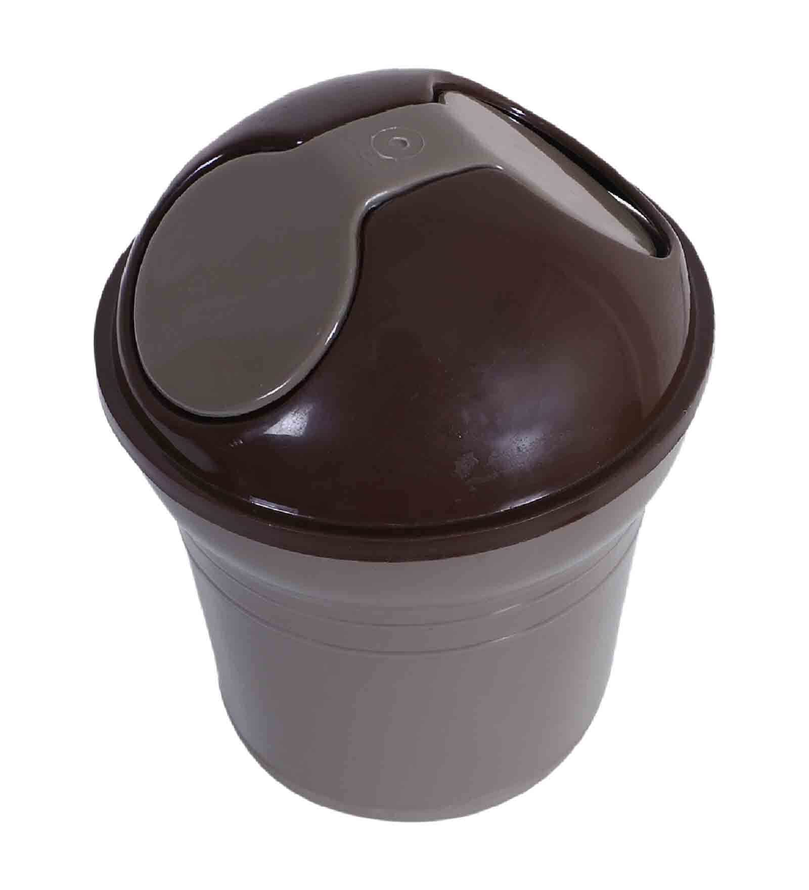 Buy 3 Litre Dark Brown Plastic Swing Top Dustbin By Kuber Industries at ...