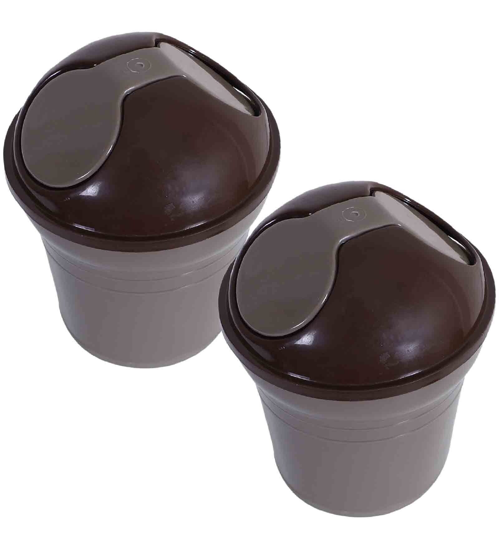 Buy 3 Litre Dark Brown Plastic Swing Top Dustbins Set Of 2 at 48% OFF ...