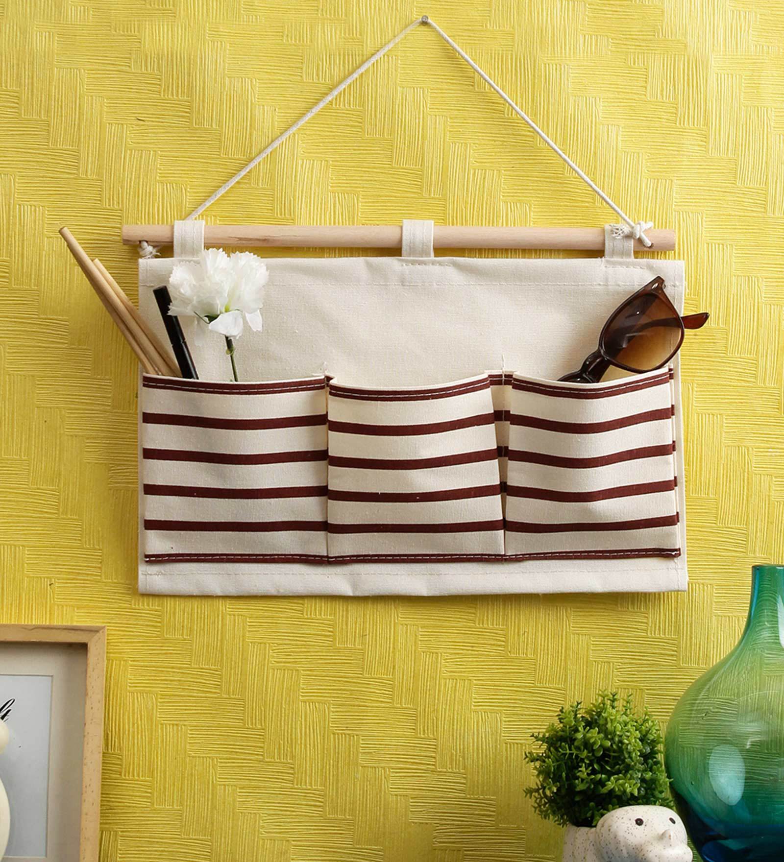Buy 3 Pockets Fabric Wall Organiser In Red by Cortina Online - Wall ...