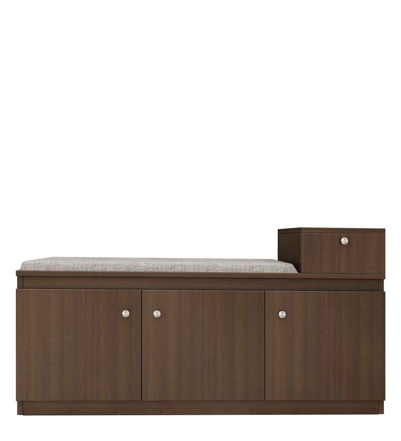 Buy Novo Shoe Rack with Seating in Wenge & Walnut Finish Online - Shoe ...
