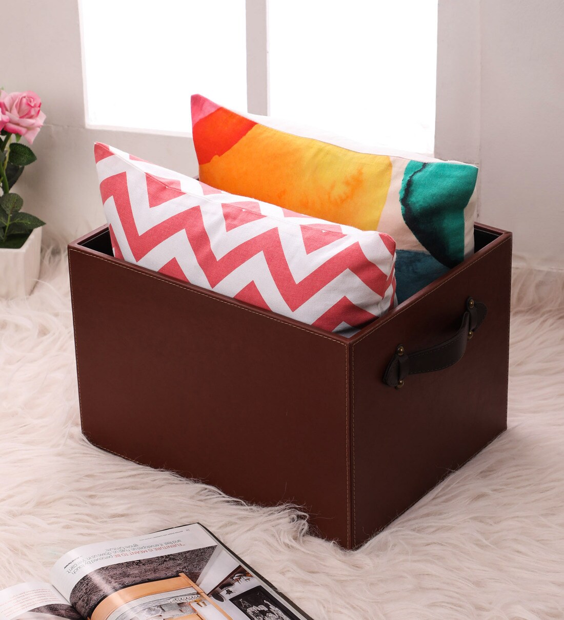 Buy 30 Ltr Leatherette Wardrobe Box In Brown (L: 15, W: 12, H: 10 ...