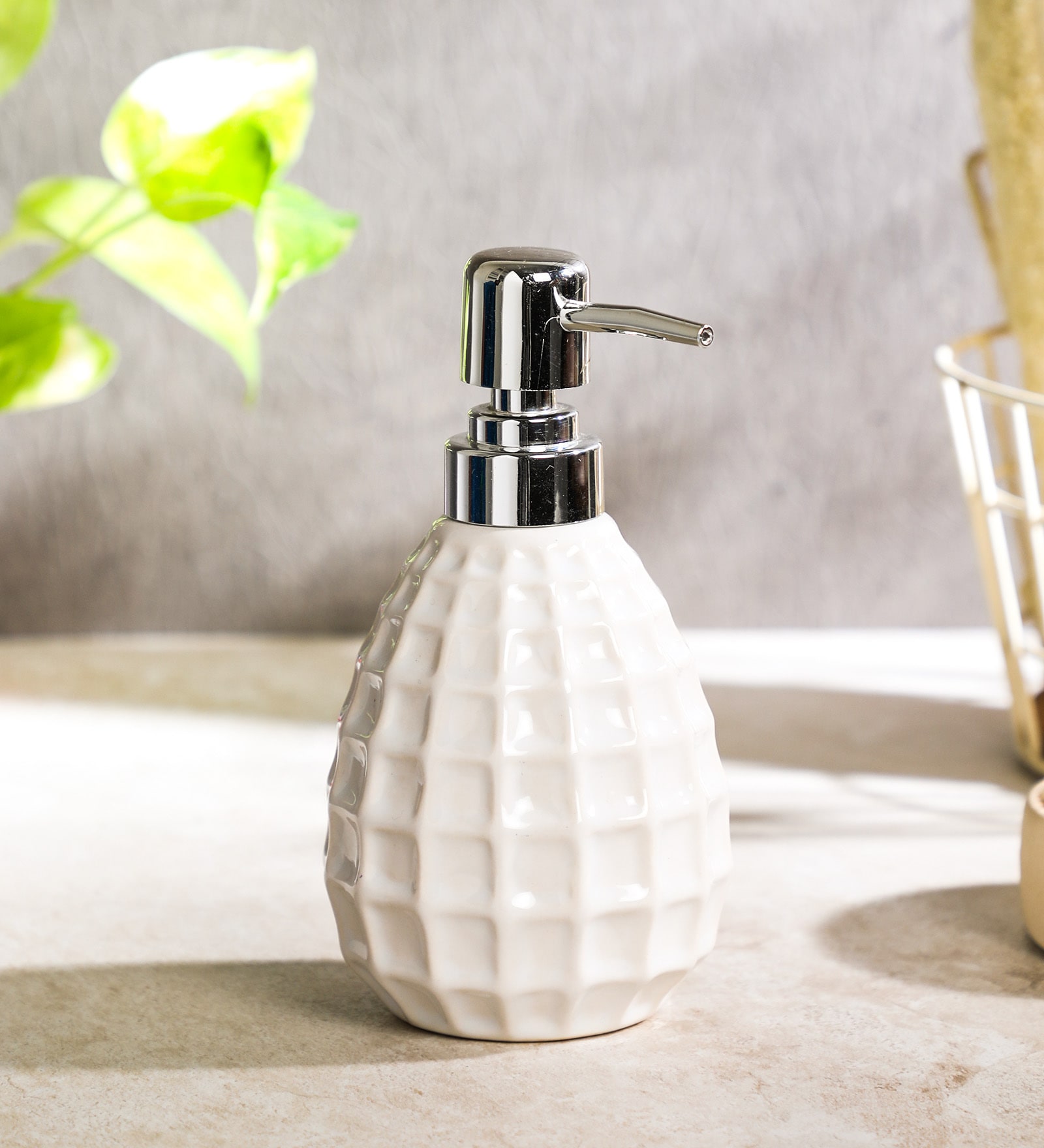 Buy 300ml Polyresin Counter Top Liquid Soap Dispenser in White at 40% ...