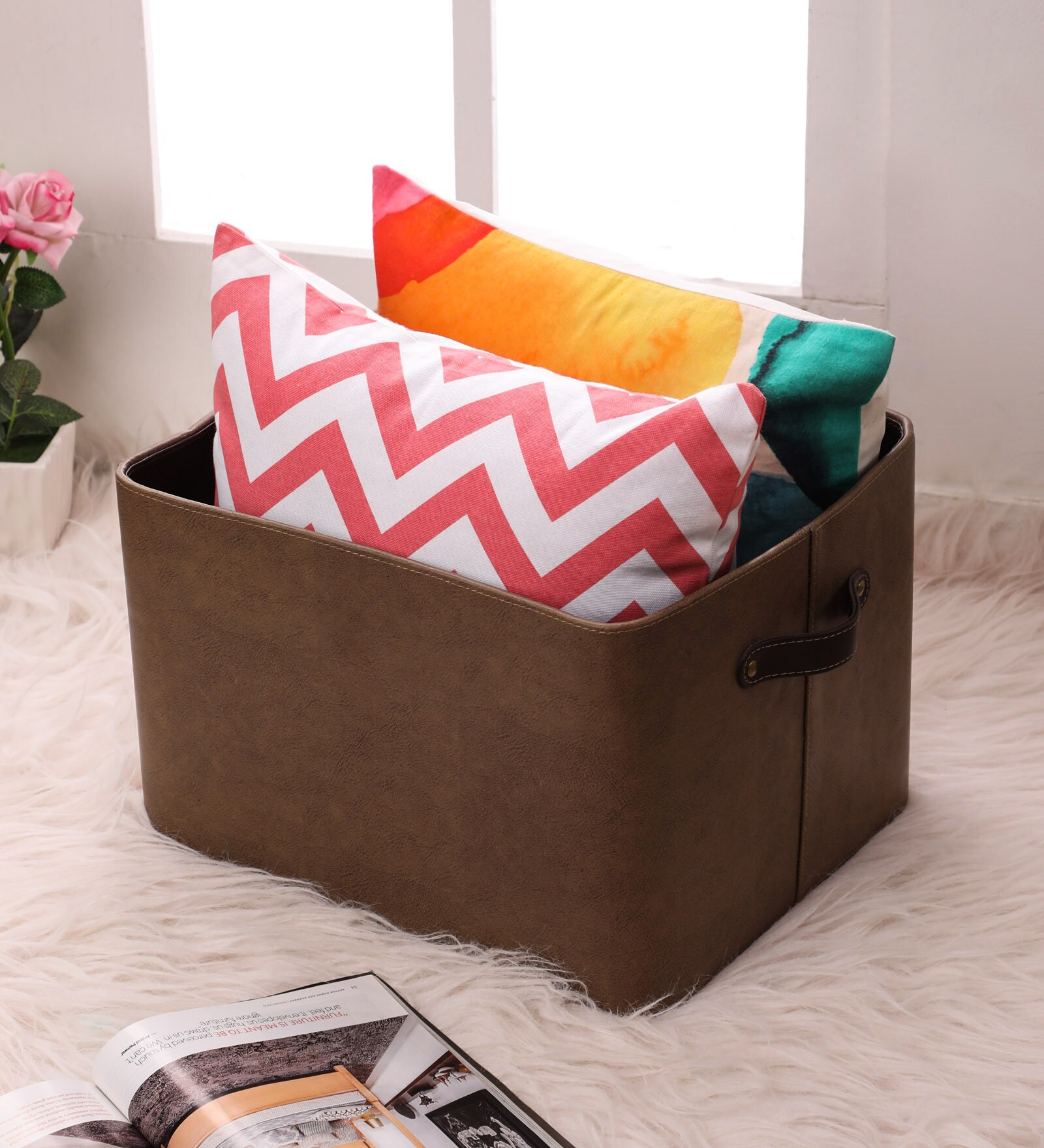 Buy 32 Ltr Leatherette Wardrobe Box In Brown (L: 16, W: 13, H: 10 ...