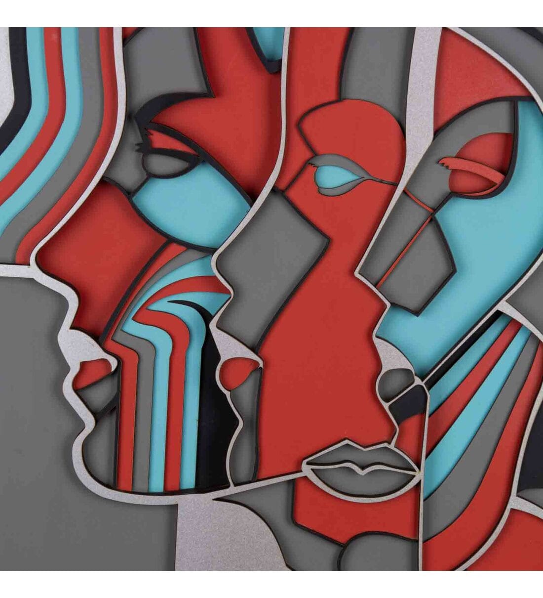 Buy 3D Faces Pinewood Wall Mural in Multicolour by Wooden Art Studio ...