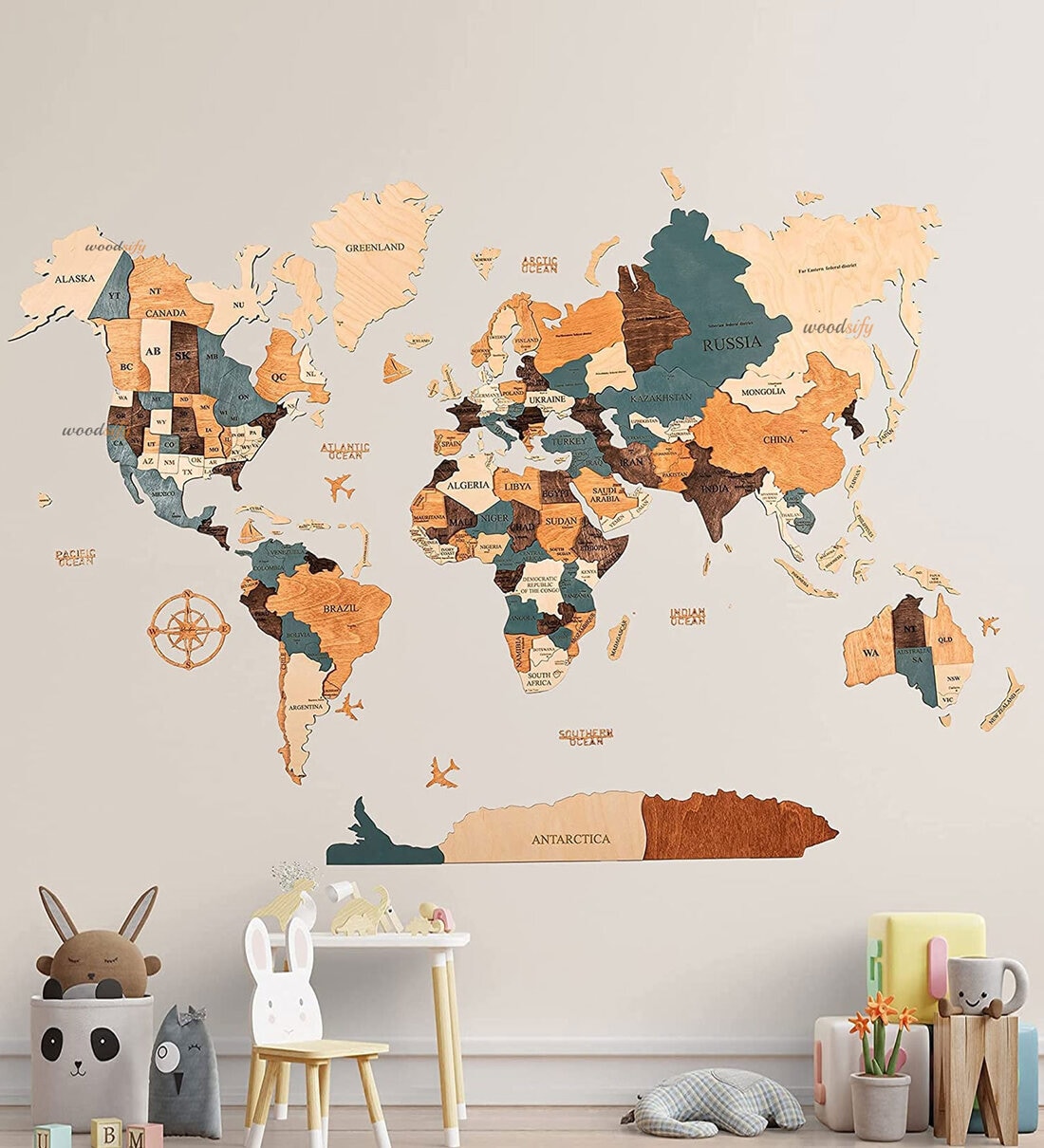 Buy 3D Wooden World Map Multicolour - M Size By Woodsify at 44% OFF by ...