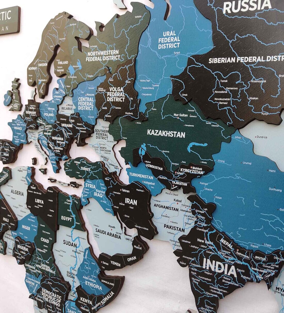Buy 3D Wooden World Map Multicolour - S Size by U Wood Love It Online ...