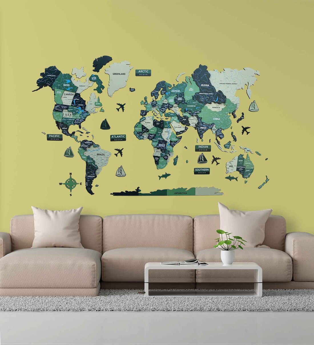 Buy 3D Wooden World Map Multicolour - S Size by U Wood Love It at 100% ...