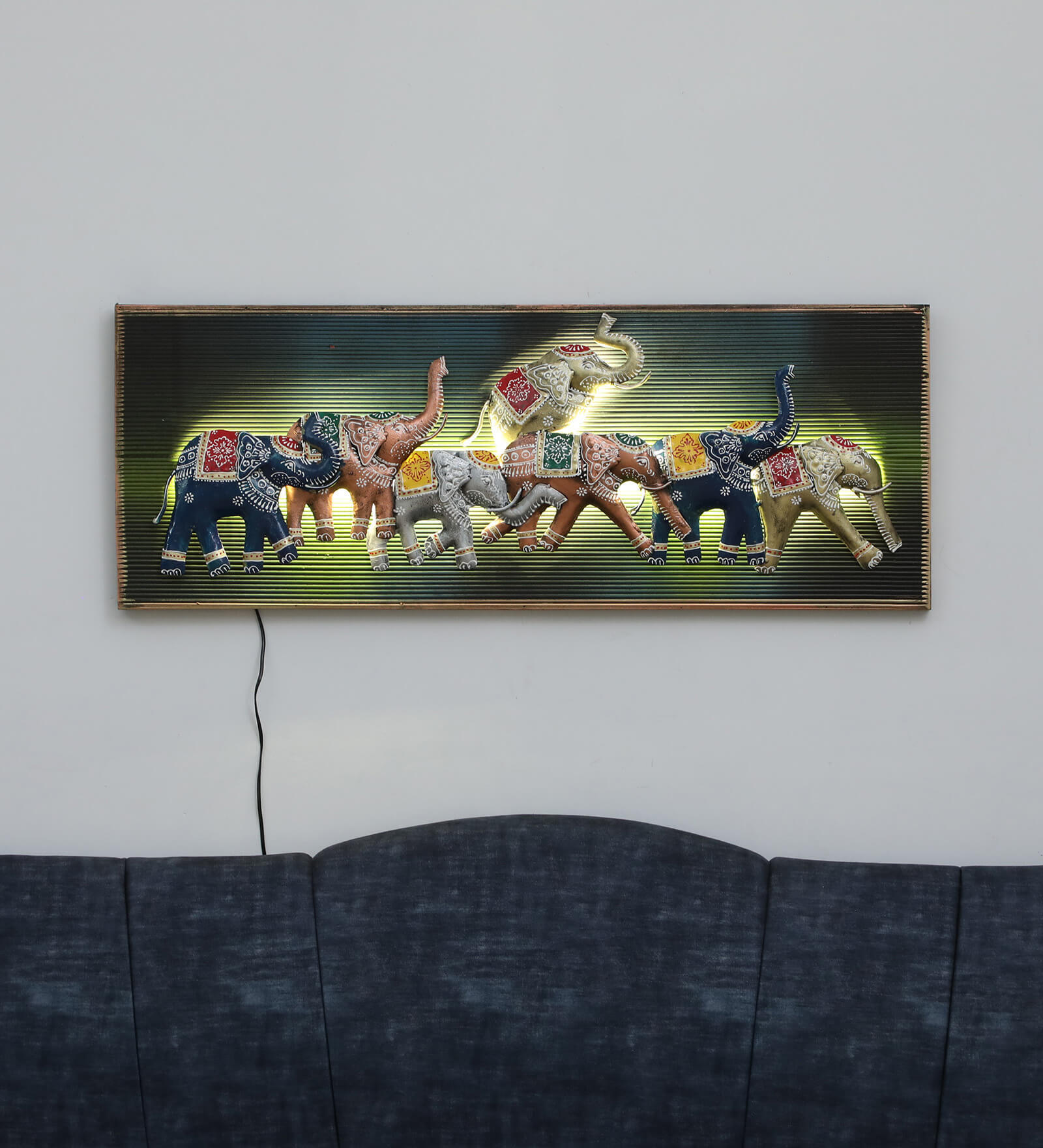 Buy 7 Elephants Copper Iron Wall Art With LED at 26% OFF by ToughCrafts ...