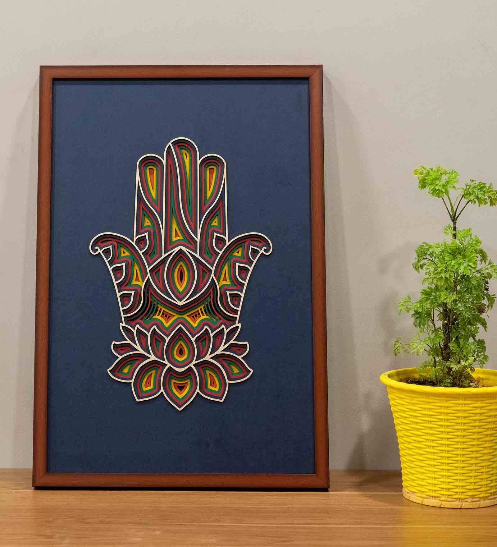 Buy MDF 3D Hamsa Hand Multilayer Mandala Wooden Art By Motion Ink at 20 ...