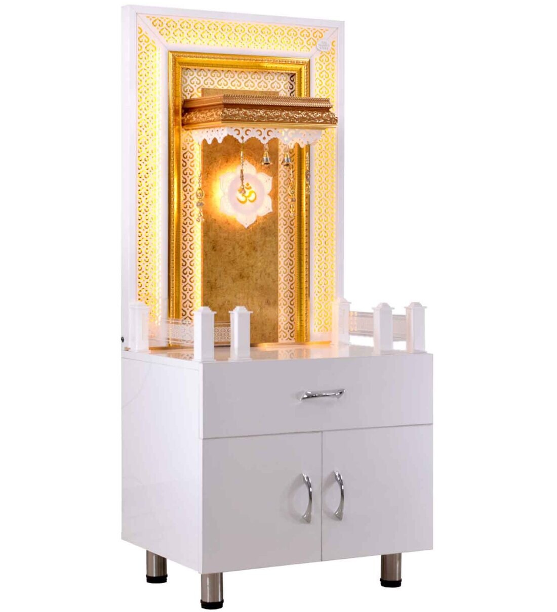 Buy The Mandir Store Gopalam White Wooden LED Mandir With Storage at 22 ...