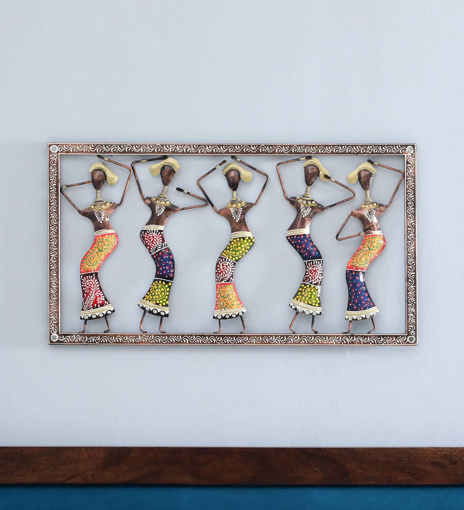 Buy 5 Lady Dancing Fram Decorative Multicolour Iron Wall Art By Decorum ...