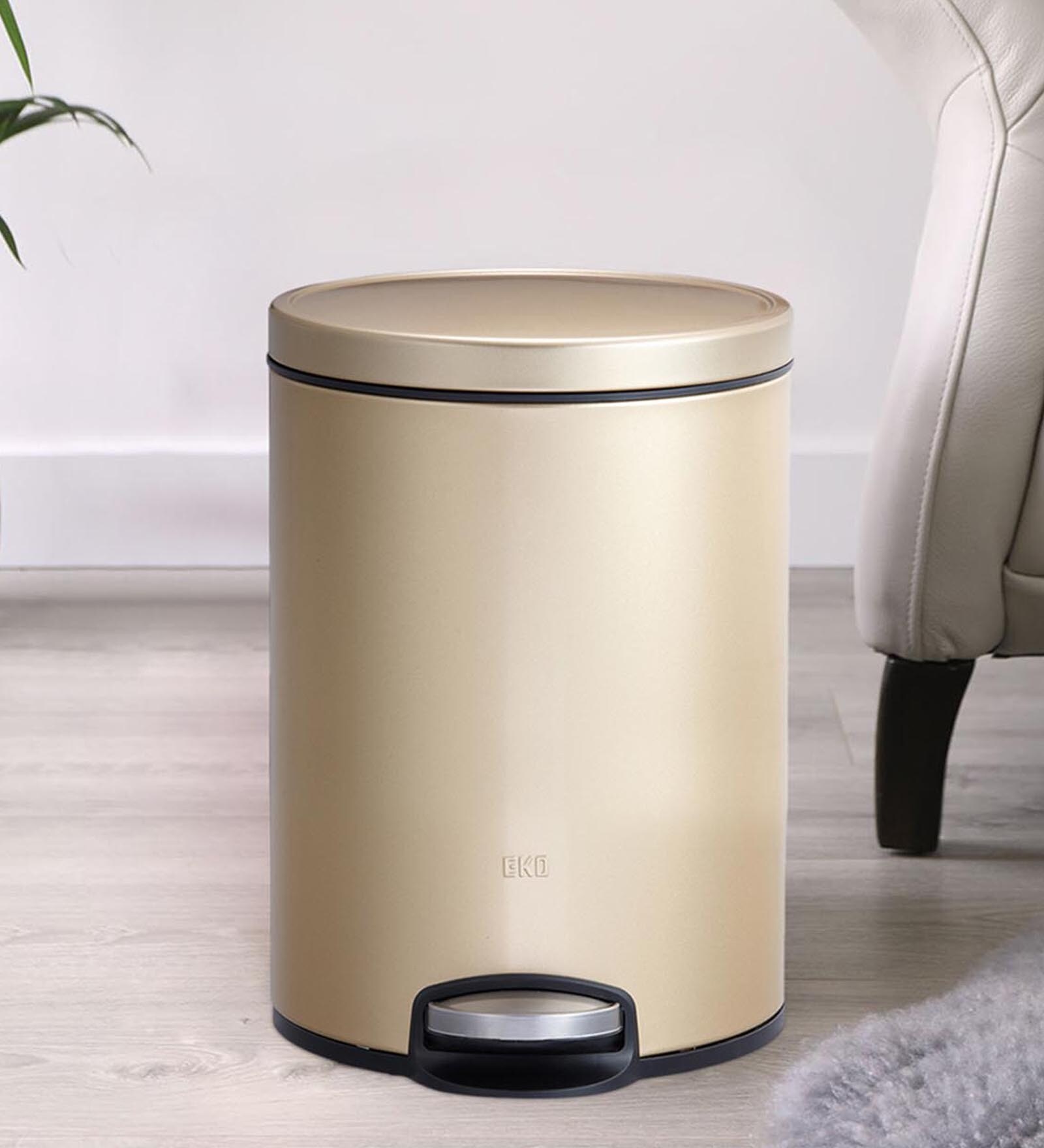Buy Golden 5 Ltr Stainless Steel Step Dustbin by Obsessions at 10% OFF ...