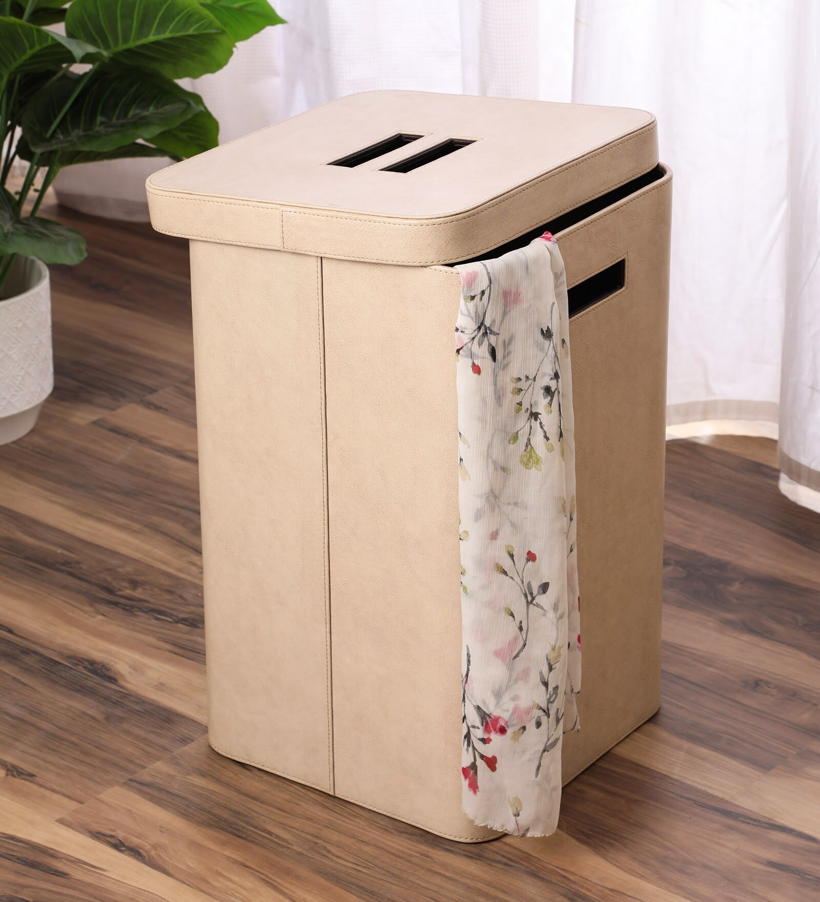 Buy 51 Ltr Leatherette Laundry Basket in Cream at 30% OFF by Paul & Adi ...