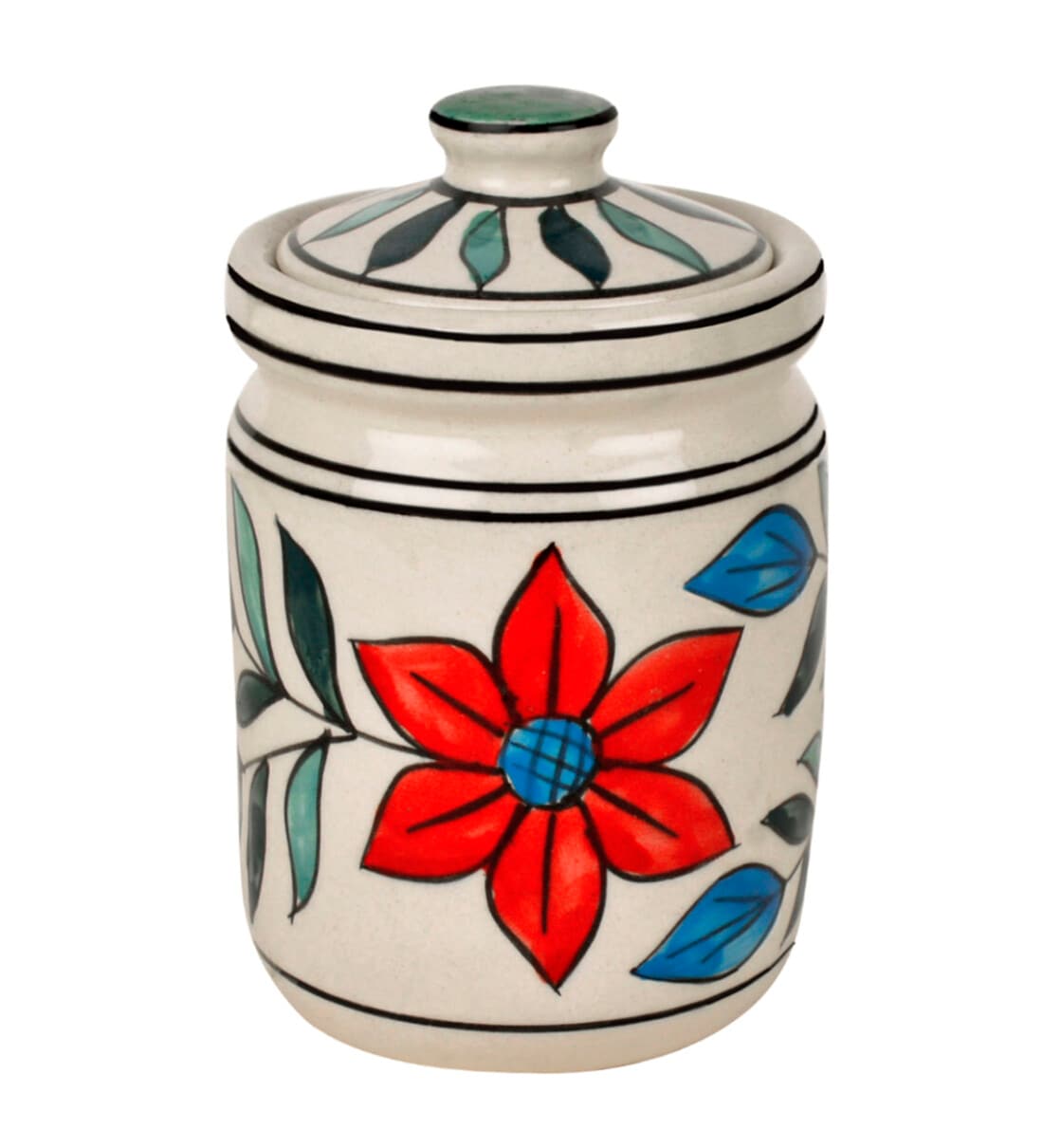 Buy 550 ML Hand Painted Jar With Lid By StyleMyWay Online - Jars and ...
